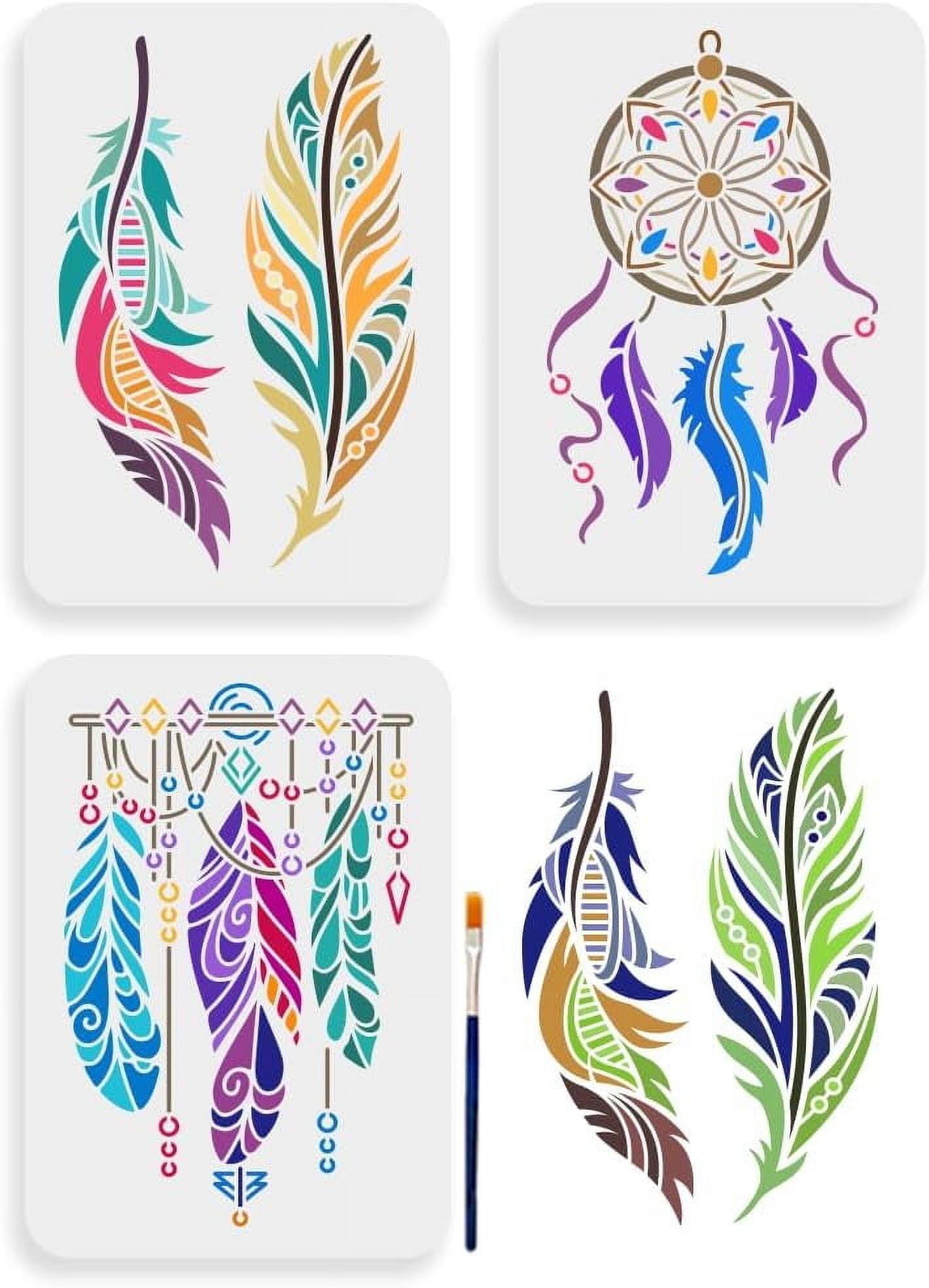 3pcs Feather Dream Catcher Stencils 11.7×8.3inch Large Feather Pendant ...