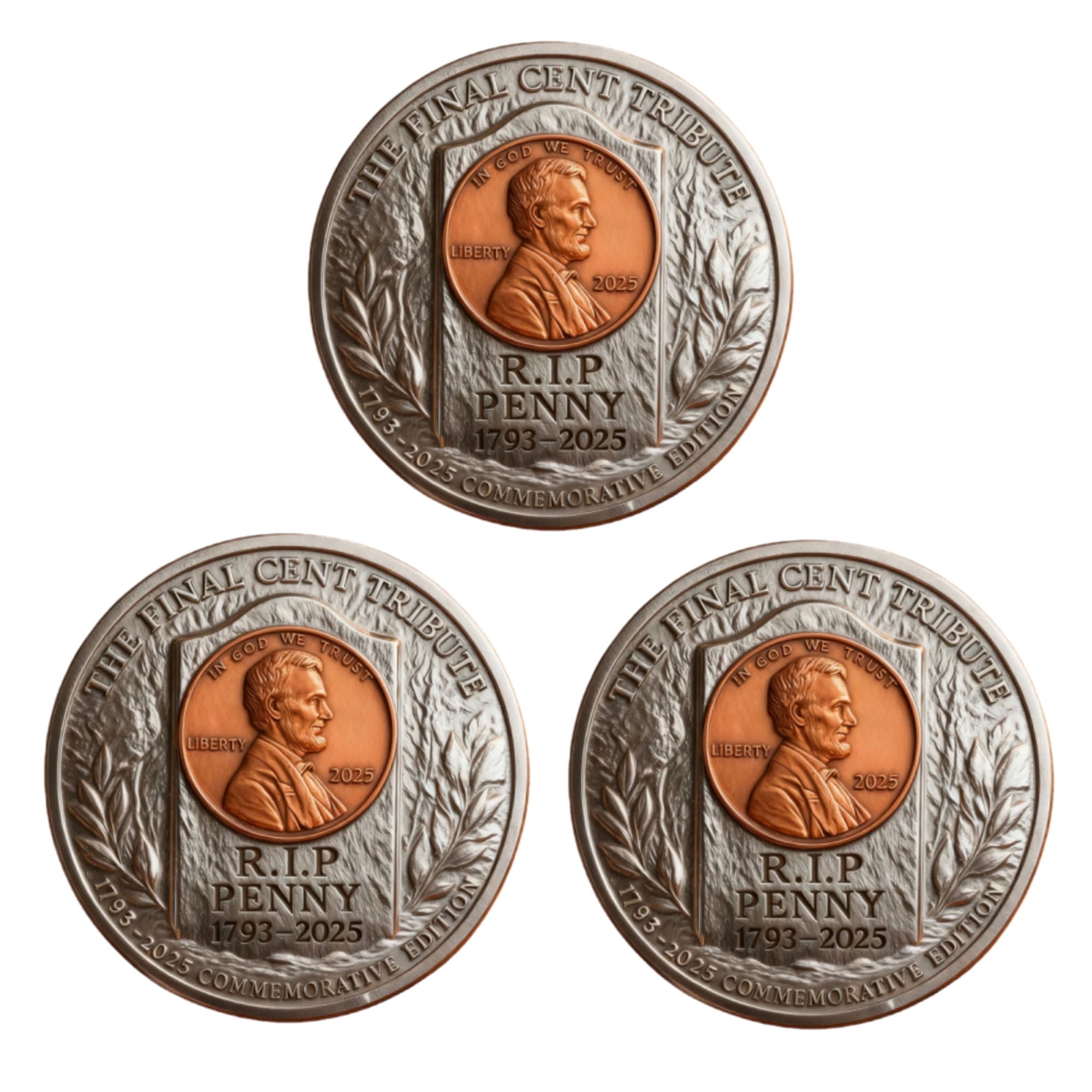 3pcs Final Cent Memorial Collection Ornament - Retro and Nostalgic Cent ...
