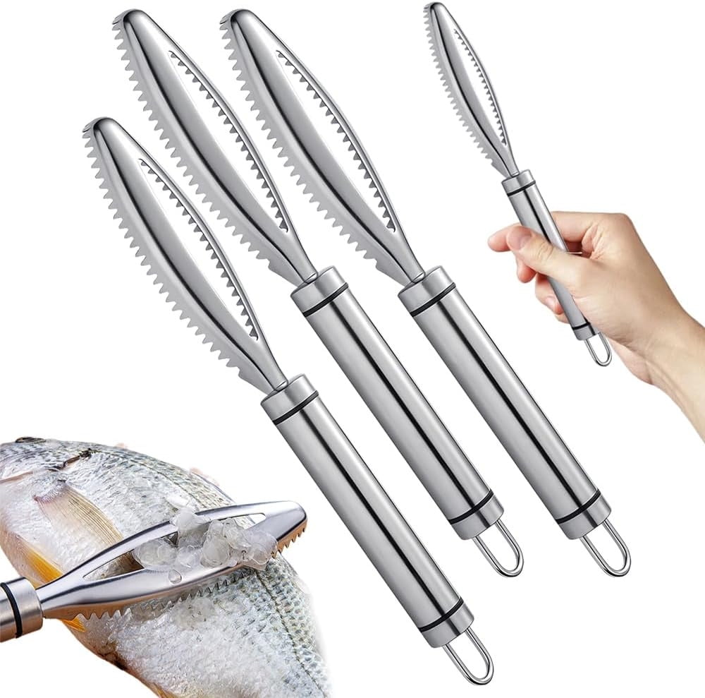 3pcs Fish Scaler Brush Fish Scaler Remover with Stainless Steel ...