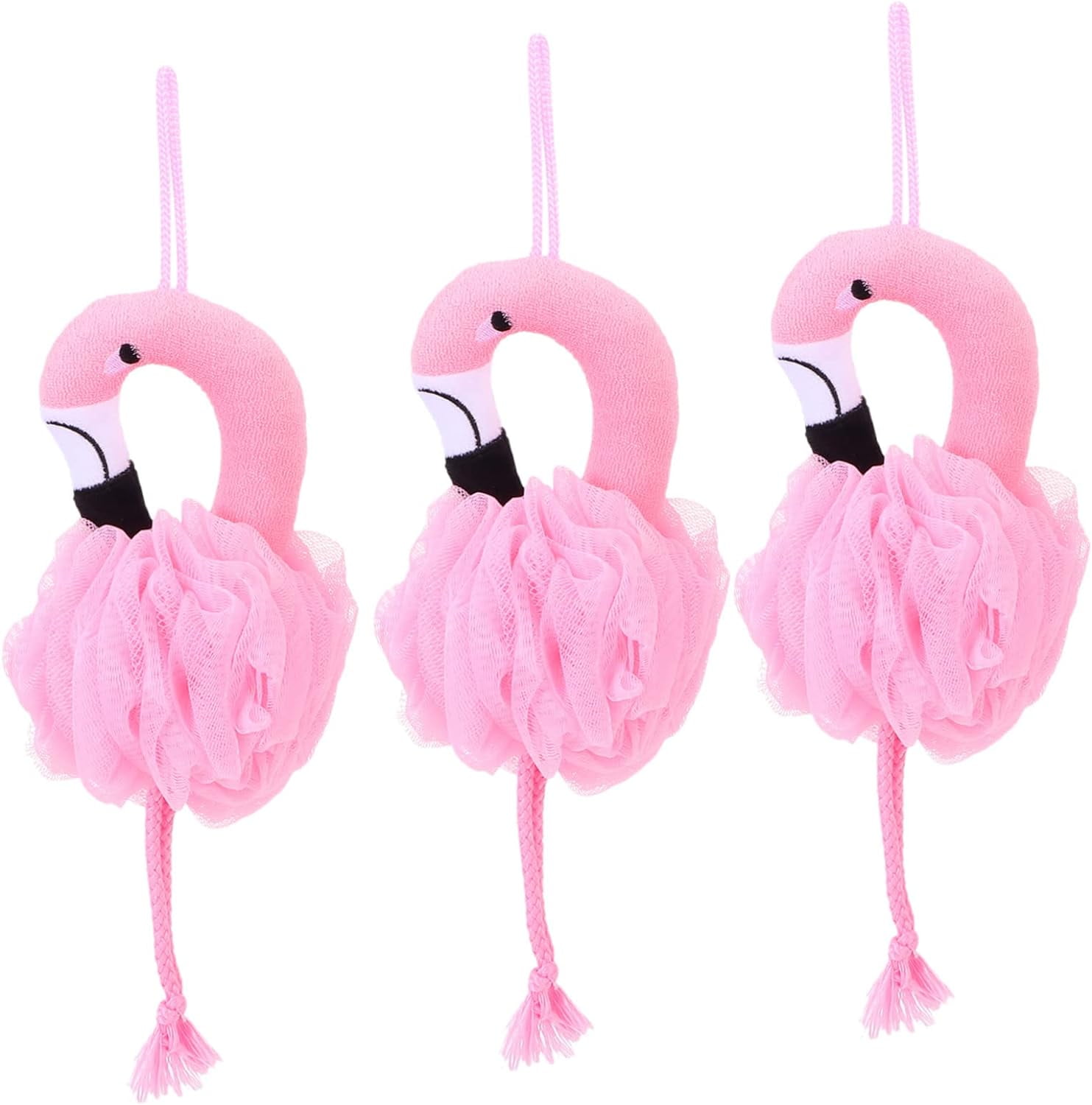 3pcs Flamingo Bath Ball Mesh Bath Pouf Exfoliator Bath Ball Exfoliating ...