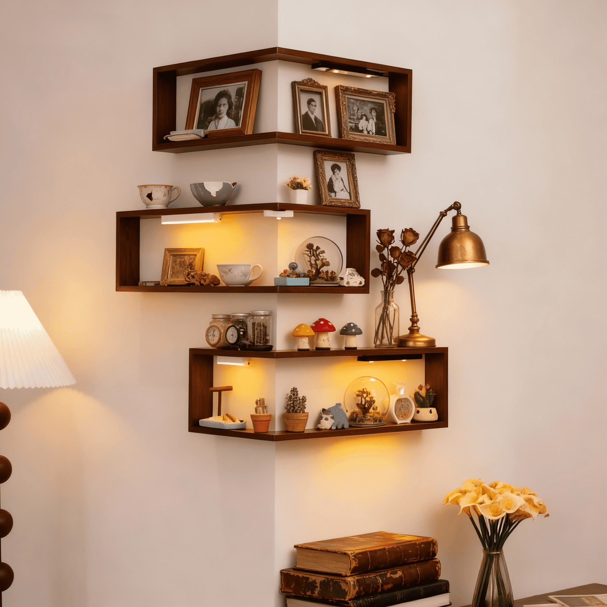 3pcs Floating Shelves with LED Lights for Wall, Floating Shelves with ...