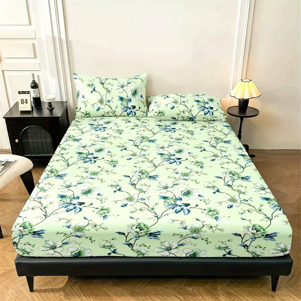 3pcs Floral Print Bedding Set - Soft & Comfortable Fitted Sheet and ...