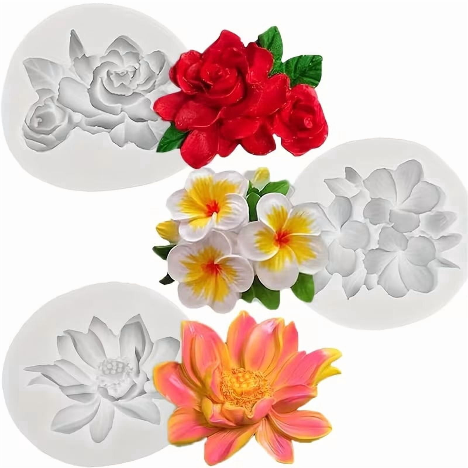 3pcs Flower Silicone Molds Set - Hibiscus, Plumeria & Rose - Perfect ...