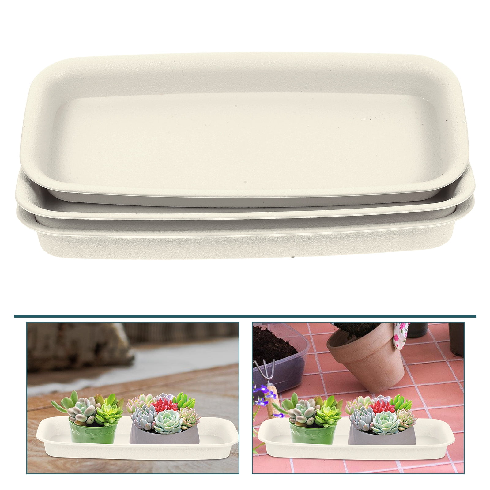 3pcs Flowerpot Plastic Trays Bonsai Rectangular Water Trays Simple ...