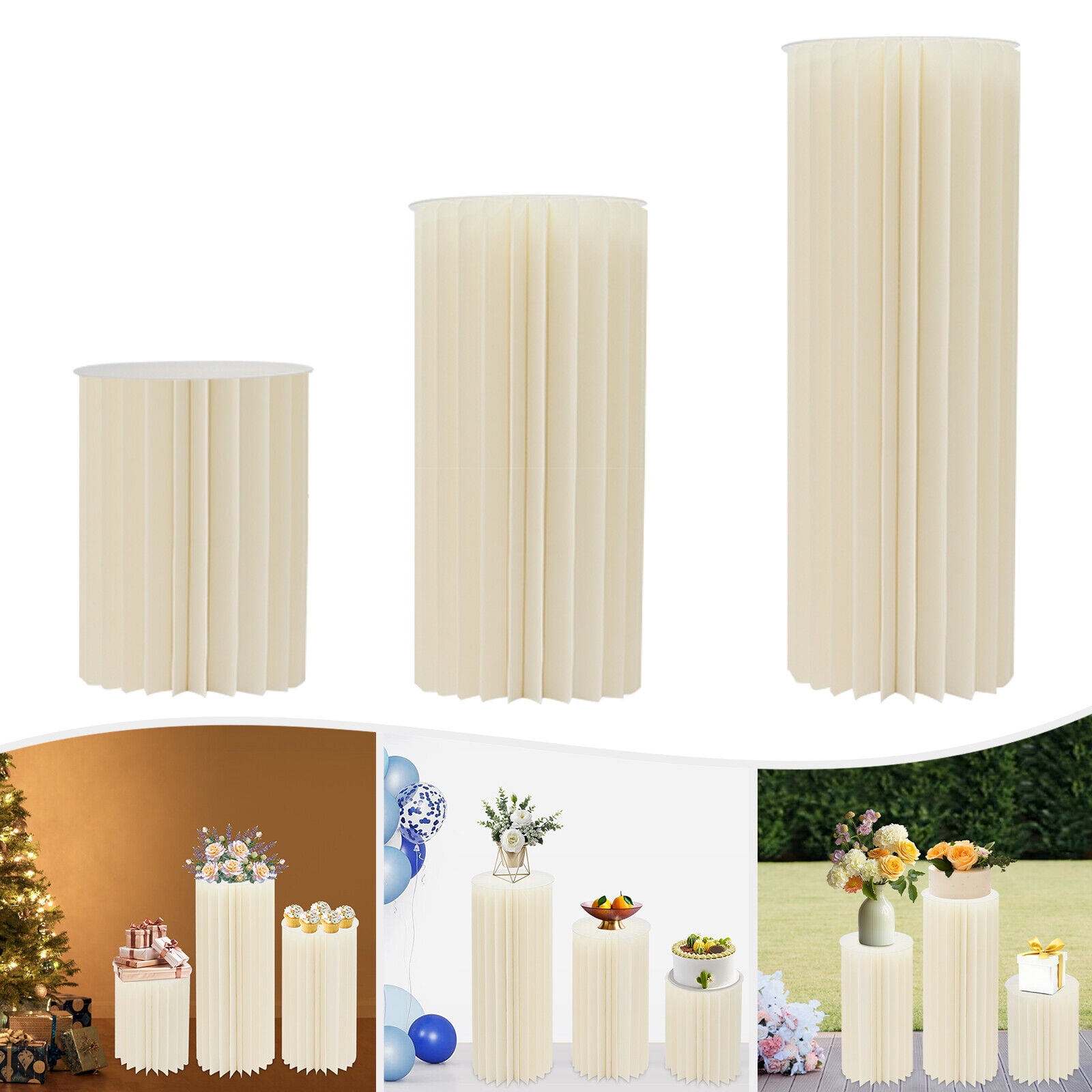 3pcs Foldable Cardboard Centerpiece Display Cylinder Flowers Stand ...