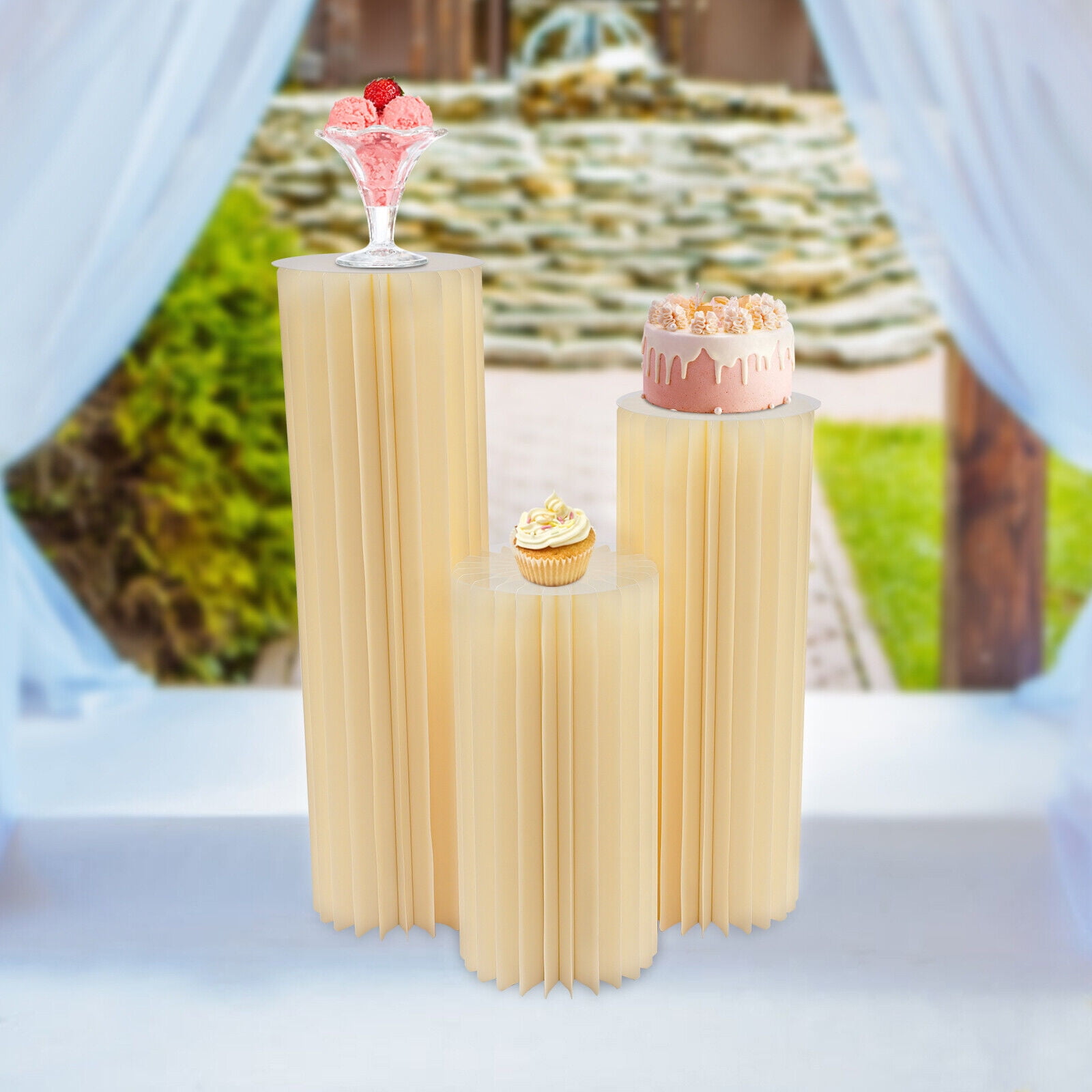 3pcs Foldable Cardboard Centerpiece Display, Cylinder Flowers Stand ...