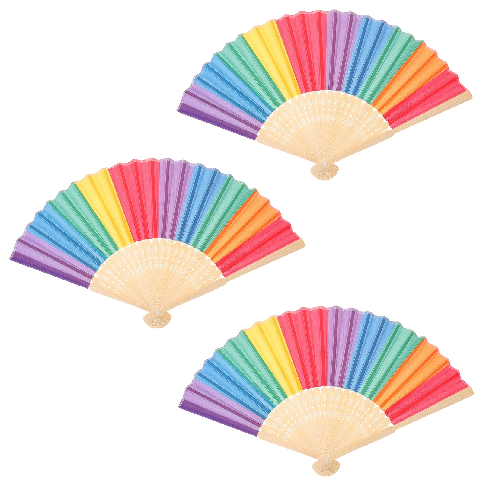 3pcs Foldable Fan Colorful Handheld Fan Gift Fan Wedding Decors 21CM ...
