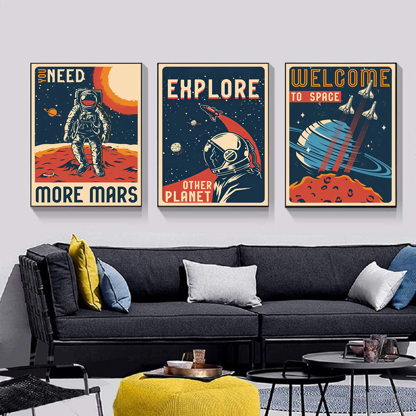 3pcs Frameless Astronaut Space Exploration Retro Posters - Vintage NASA ...