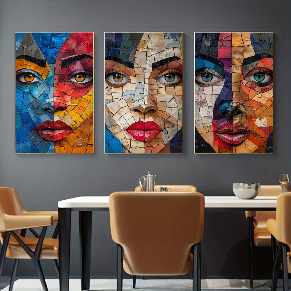 3pcs Frameless Canvas Poster Set, Colorful Wall Art Images Abstract ...
