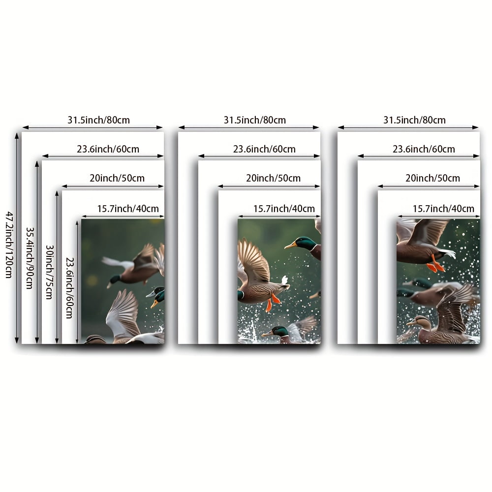 3pcs Frameless Canvas Wall Art - Flying Ducks in Motion Spray-Painted ...