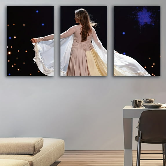 3pcs Frameless Canvas Wall Art - "The Woman in White" Spray-Painted Art ...