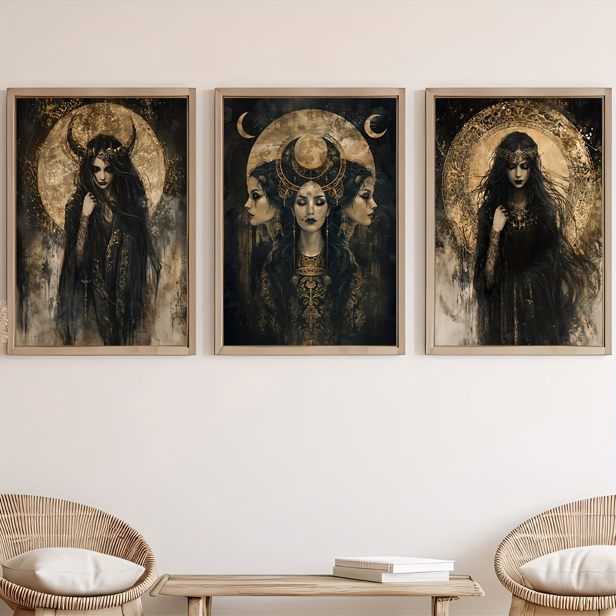 3pcs Frameless Hecate Triple Moon Goddess Posters - Witchcraft Pagan ...