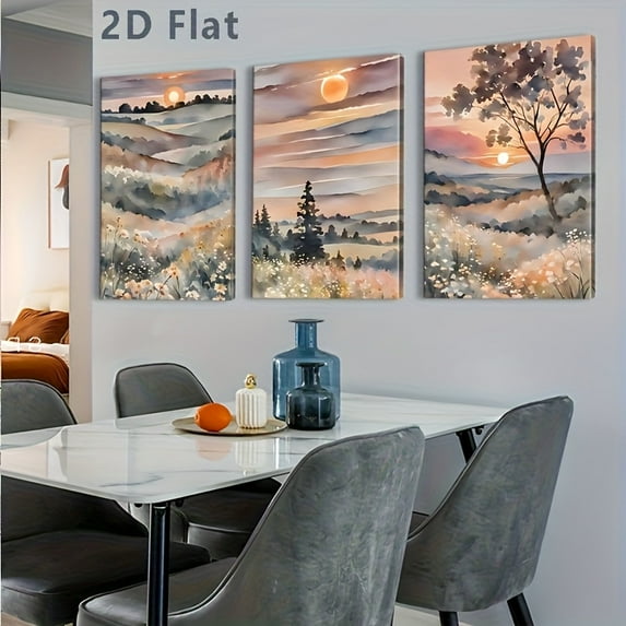 3pcs Frameless Vertical Wall Art Panels Set - Pastel Pink & Beige ...