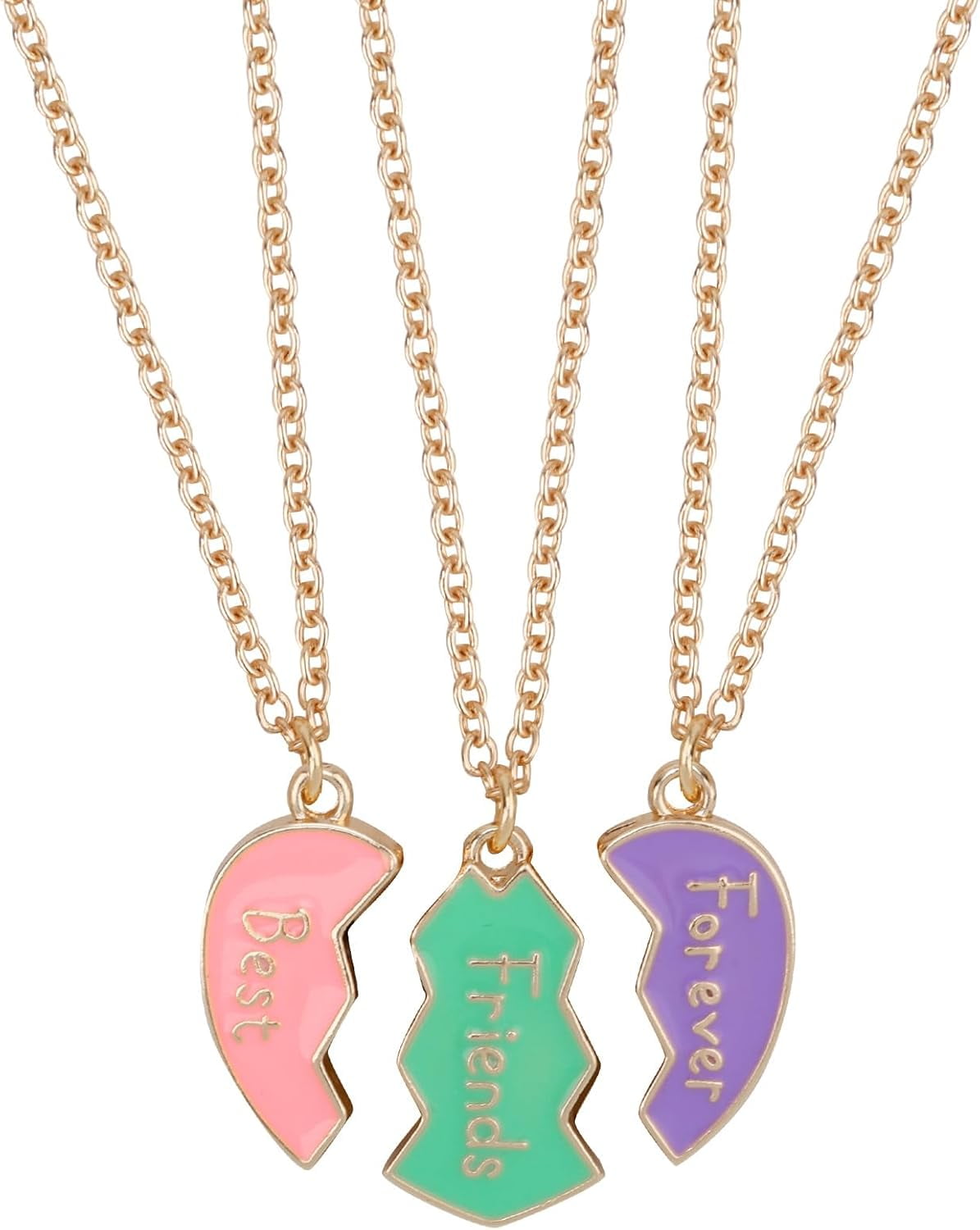 3pcs Friendship Necklaces for 3, Love Heart Enamel Magnetic Matching ...