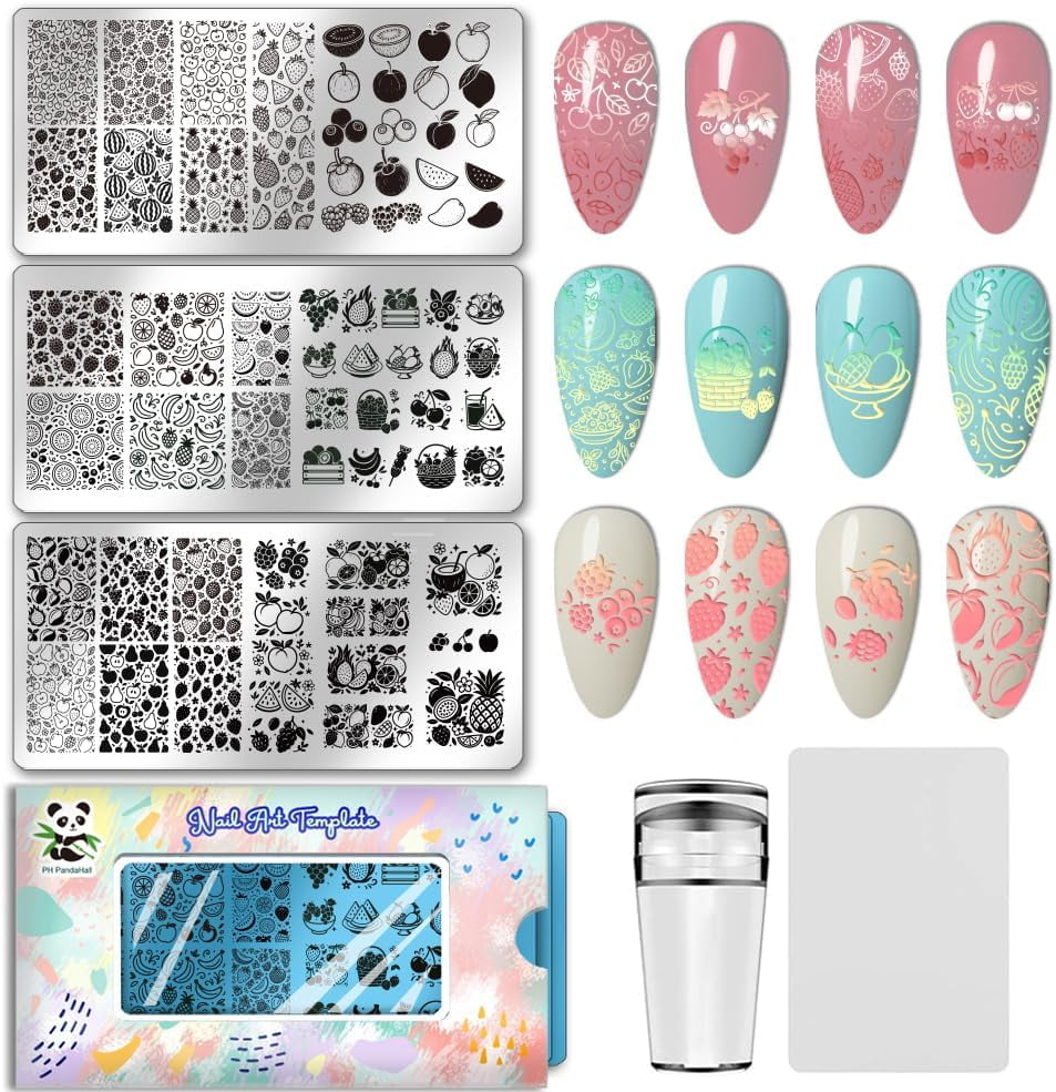 3pcs Fruit Nail Stamping Plates Pinnapple Stawberry Nail Design Stamp ...