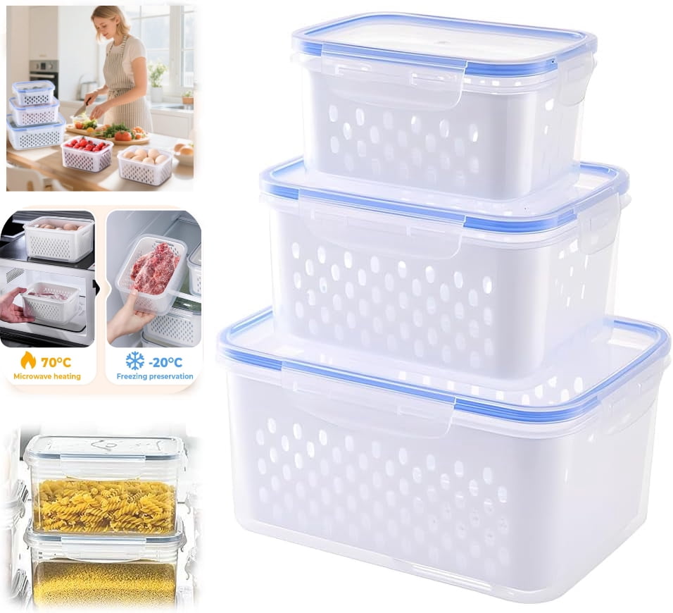3pcs Fruit Storage Containers for Fridge, 2025 Upgraded Fridge ...