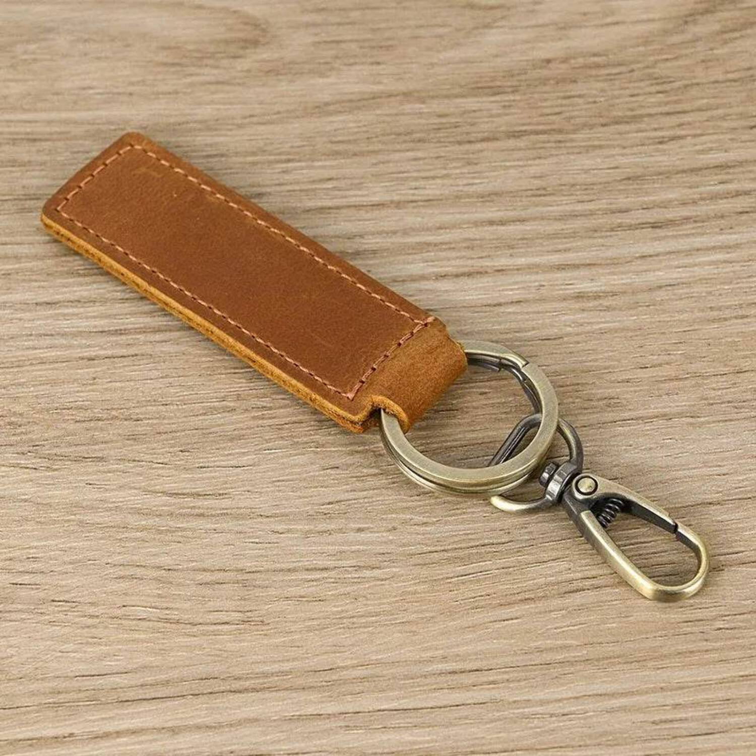 3pcs Genuine Leather Keyring Personalized Keychain for Men Women ...