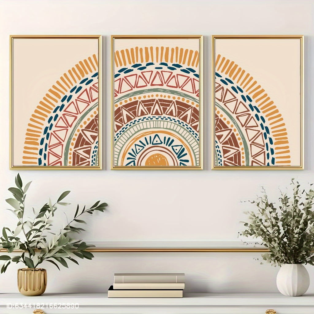 [3pcs Geometric Art] 3pcs Framed Decorative Art, Mid Century Modern ...