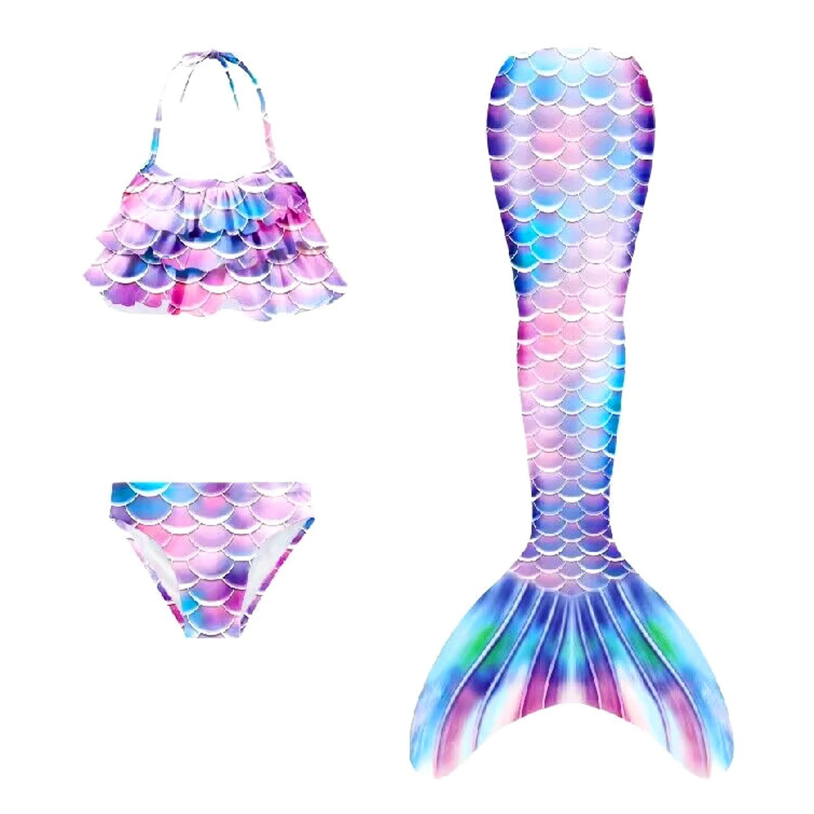 3pcs Girls Swimsuit Swimsuit Bikini Fish Tail Set Sport Halter Swimwear ...