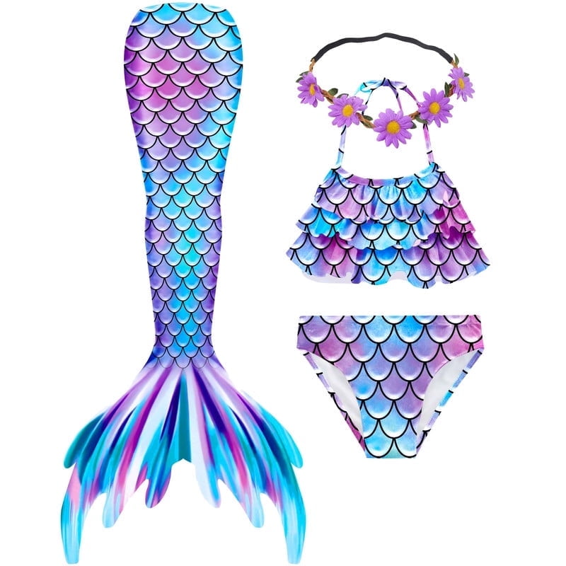 3pcs Girls Swimsuit Mermaid Tail for Swimming Bathing suit Swimwear for ...