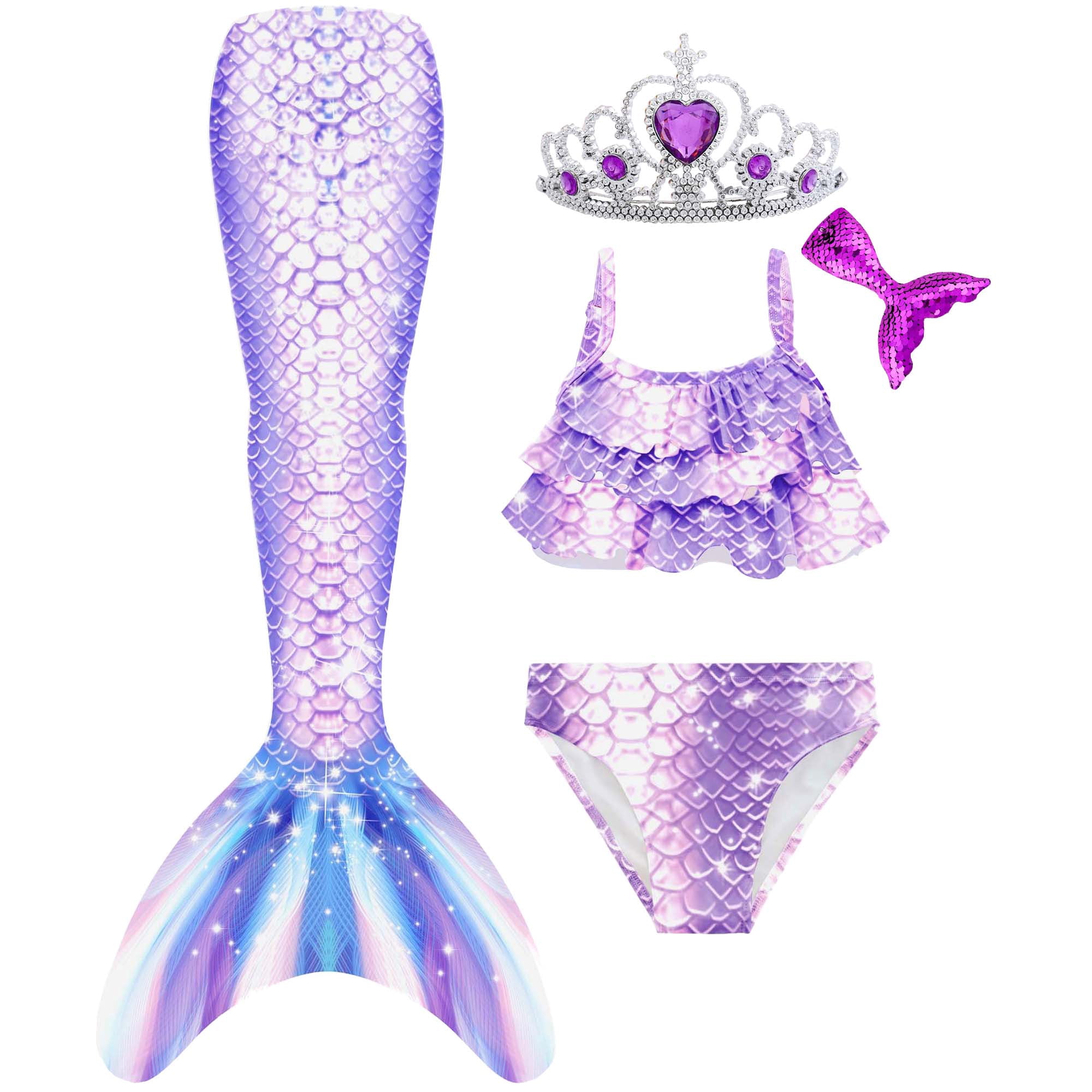 3pcs Girls Swimsuit Mermaid Tail for Swimming Bathing suit Swimwear for ...