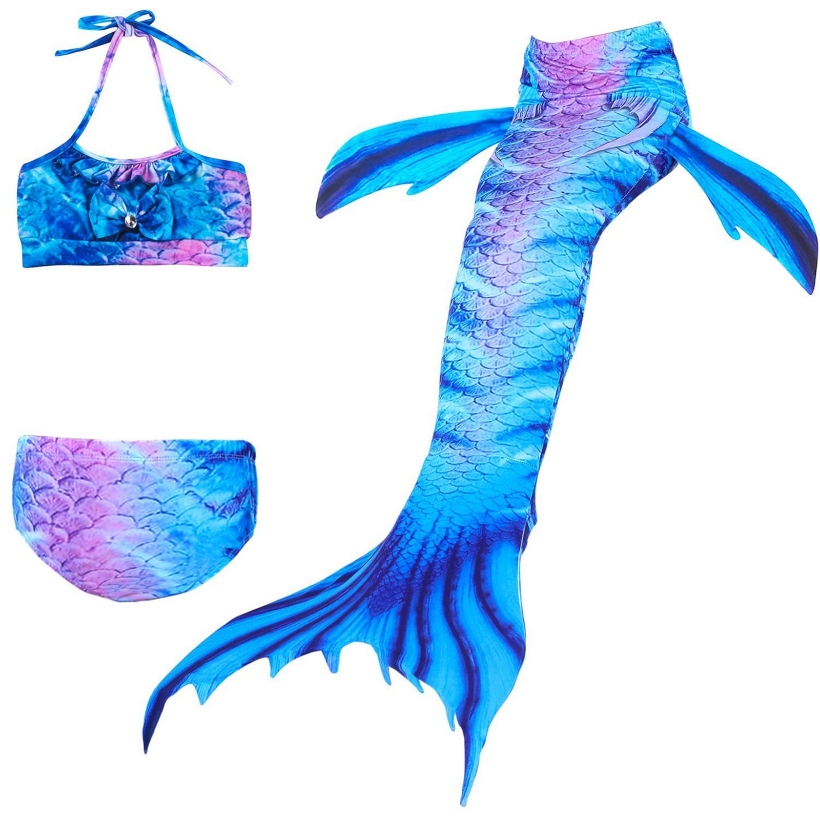3pcs Girls Swimsuit Mermaid Tail for Swimming Bathing suit Swimwear for ...