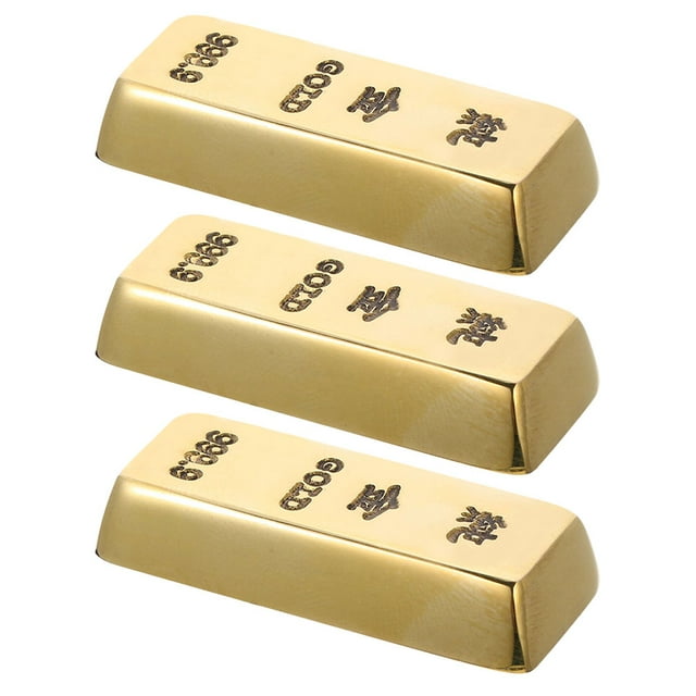 3pcs Gold Bar Replica Simulated Gold Brick Artificial Golden Brick ...