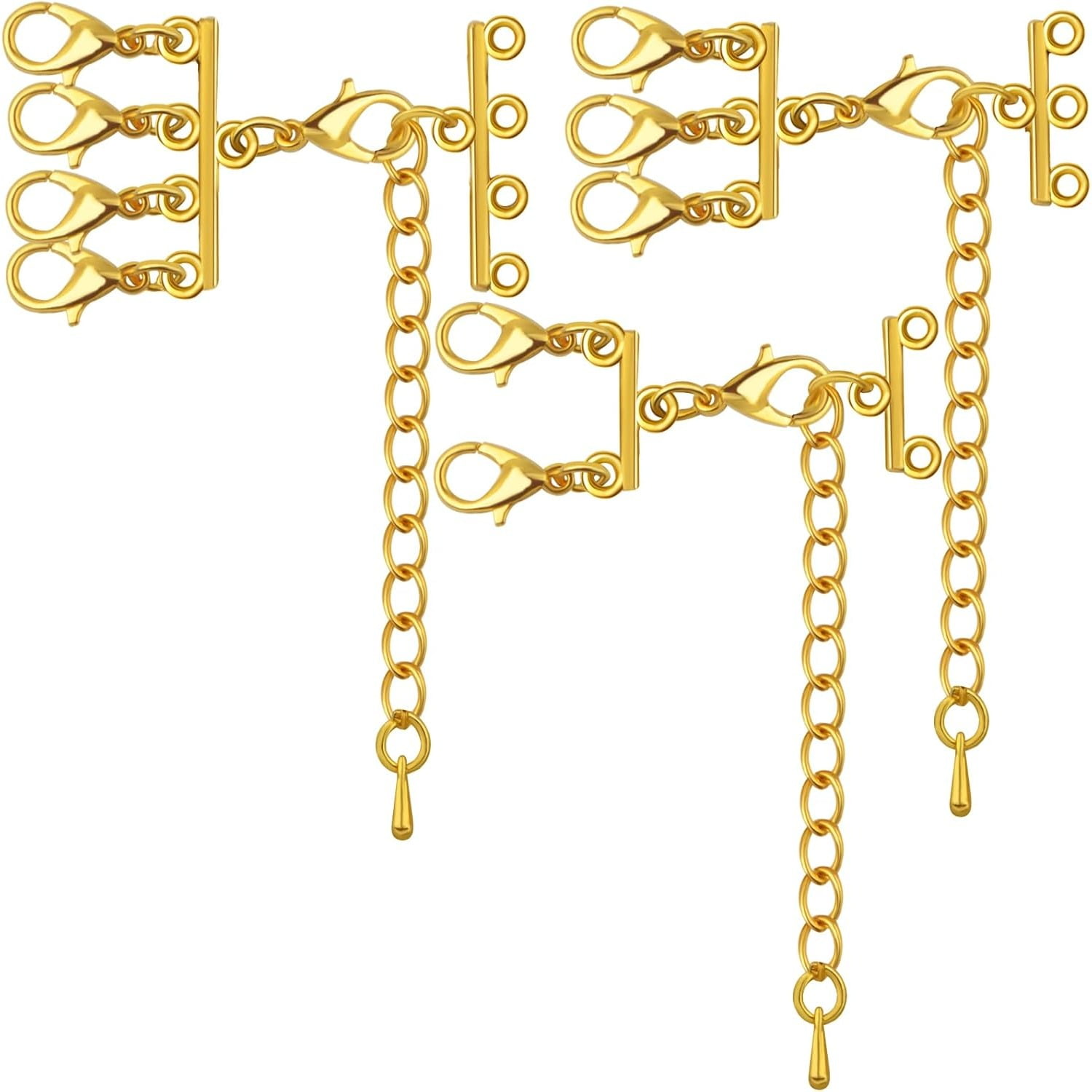 3pcs Golden Plated Necklace Layering Clasps Alloy Layered Bracelet ...