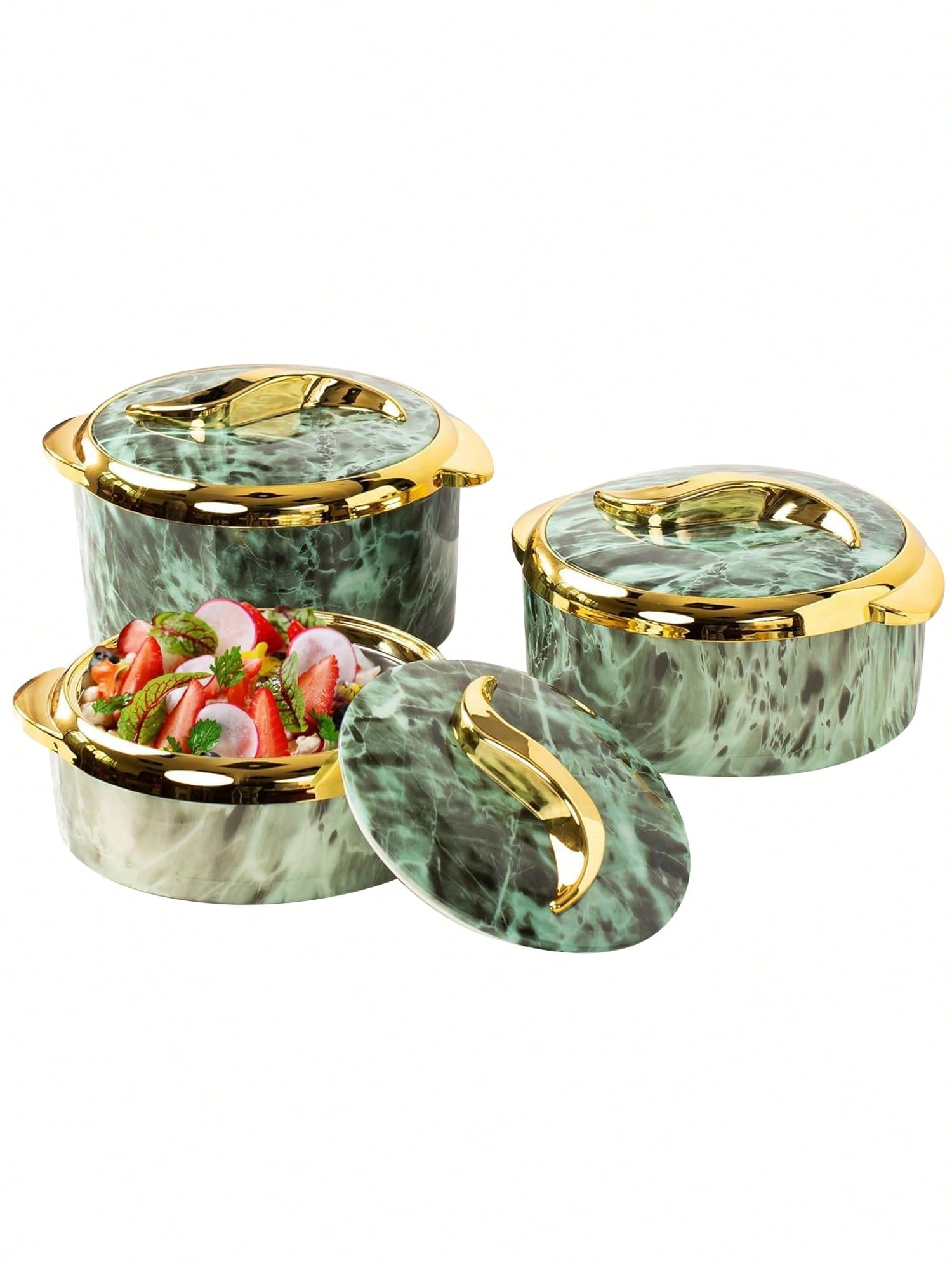 3pcs, Golden Touch Food Warmer, Thermal Casserole Dish Set With Lids ...