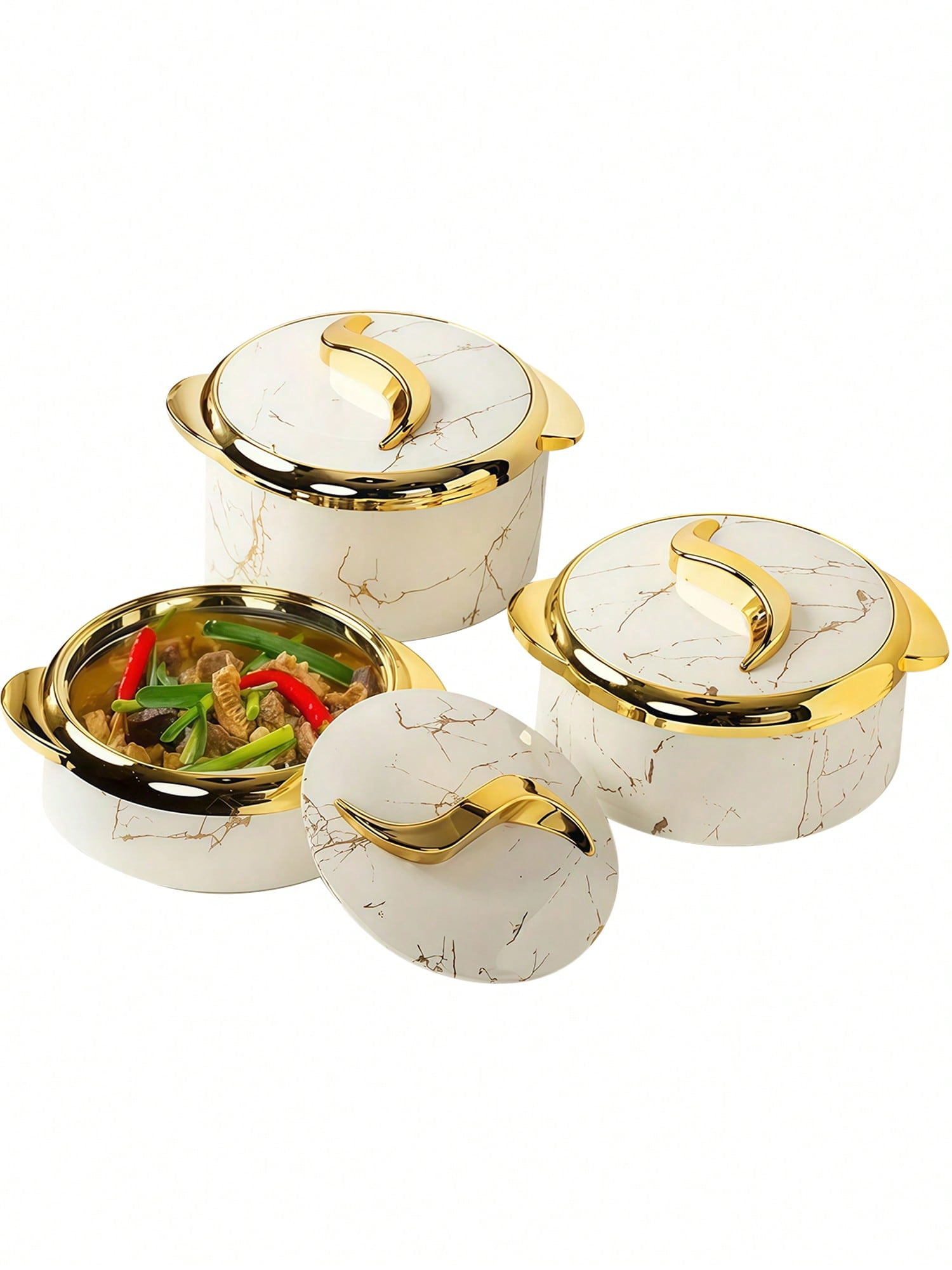 3pcs, Golden Touch Food Warmer, Thermal Casserole Dish Set with Lids ...