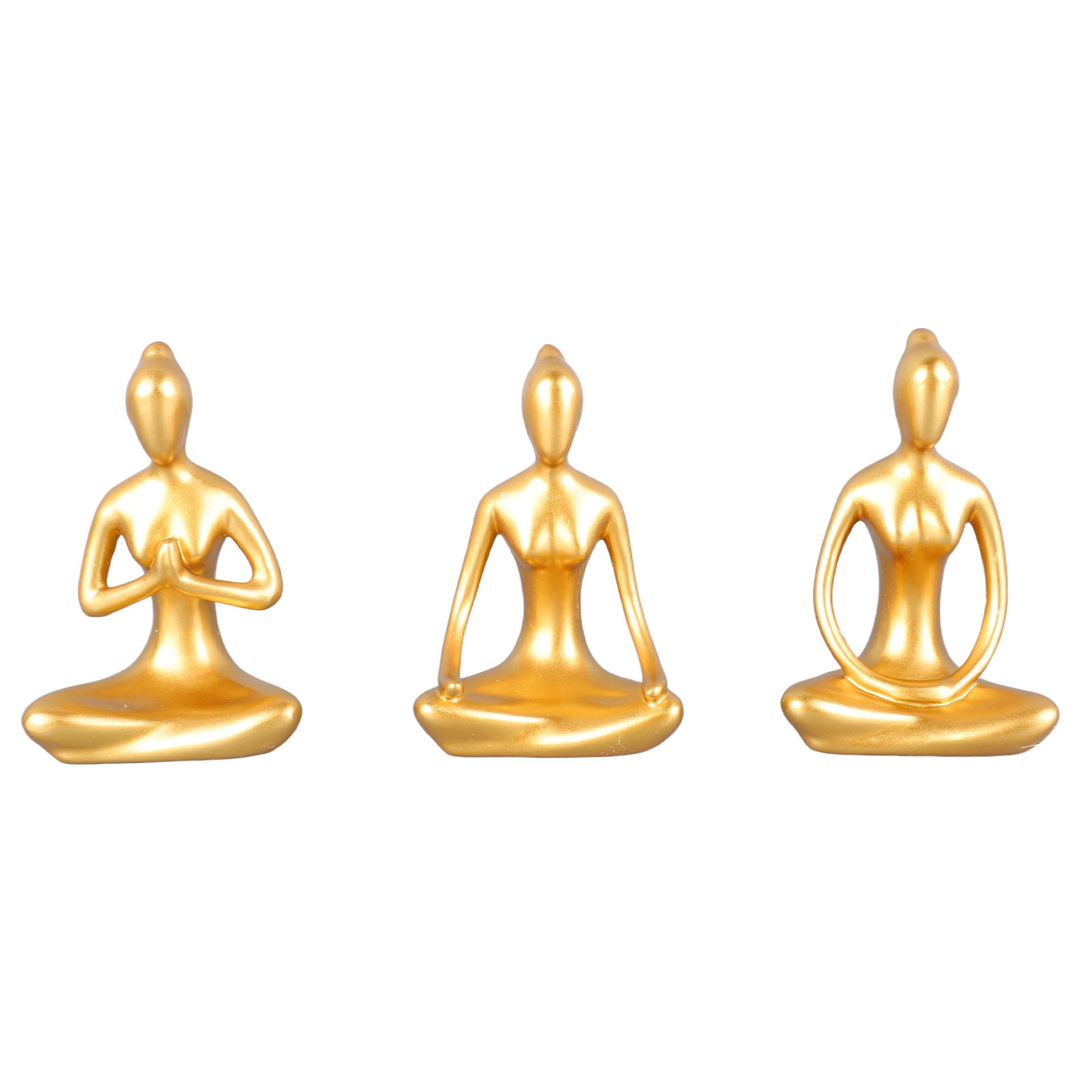 3pcs Golden Yoga Girl Ornaments Resin Waterproof Decorative Yoga Girl ...