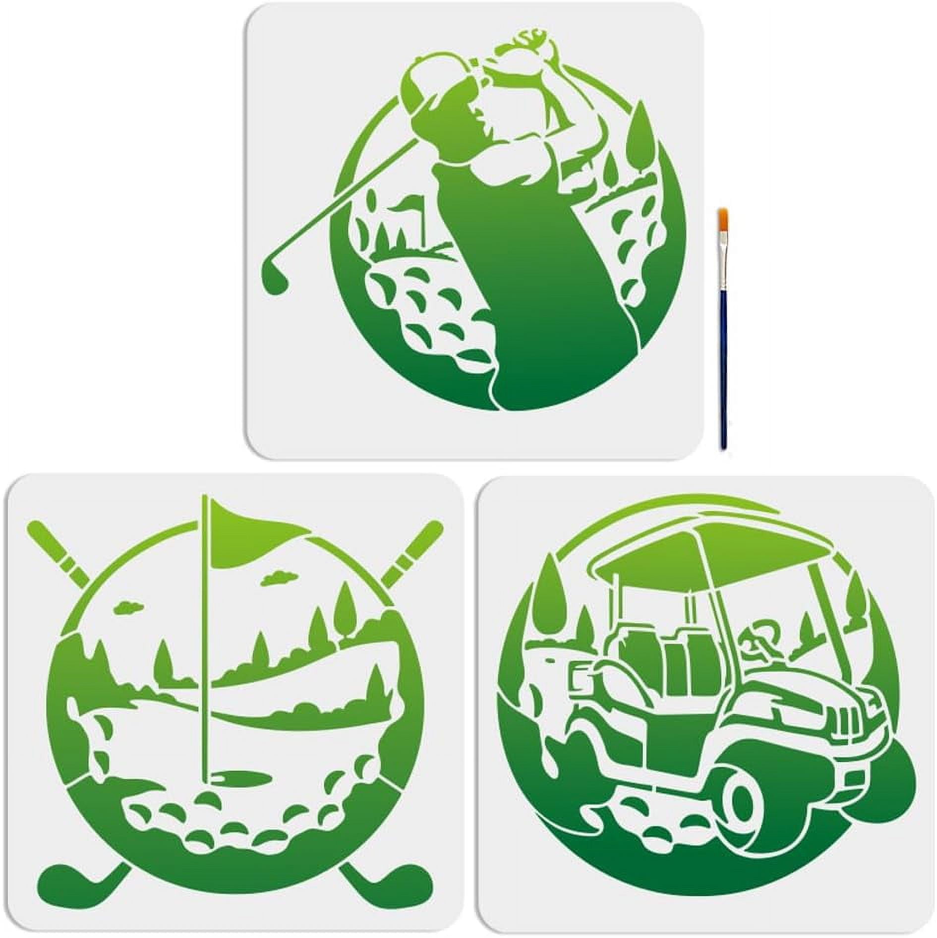 3pcs Golf Sport Stencils 11.8×11.8inch Golf Ball Golf Swing Border ...