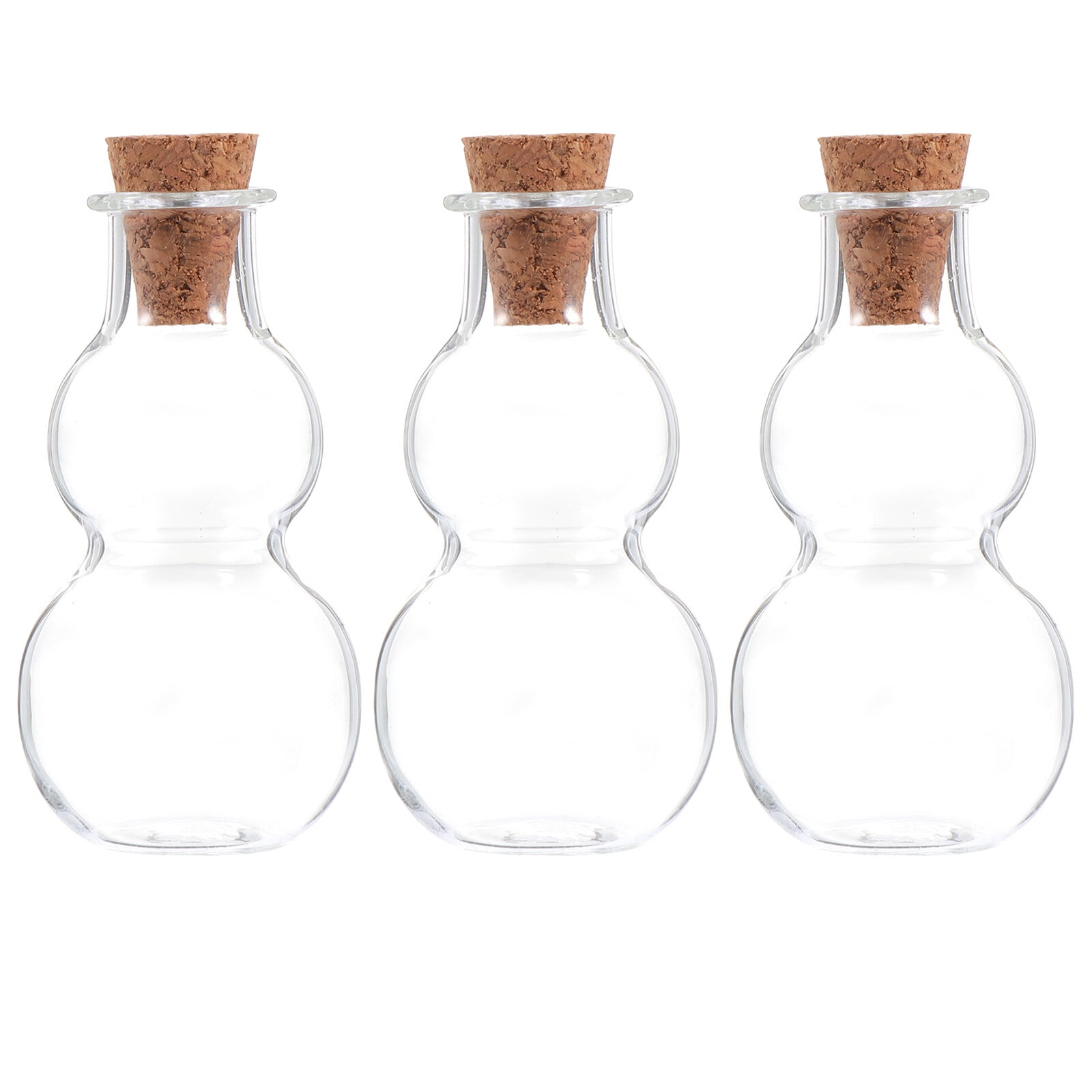 3pcs Gourd Shape Message Jars Corked Glass Wishing Bottles DIY ...