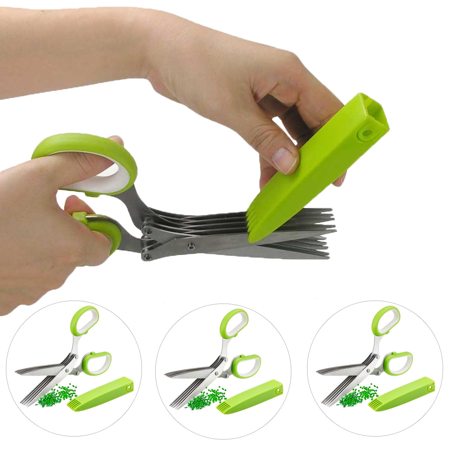 3pcs Gourmet Vanilla Scissors - Stainless Steel 5 Blade Multipurpose ...