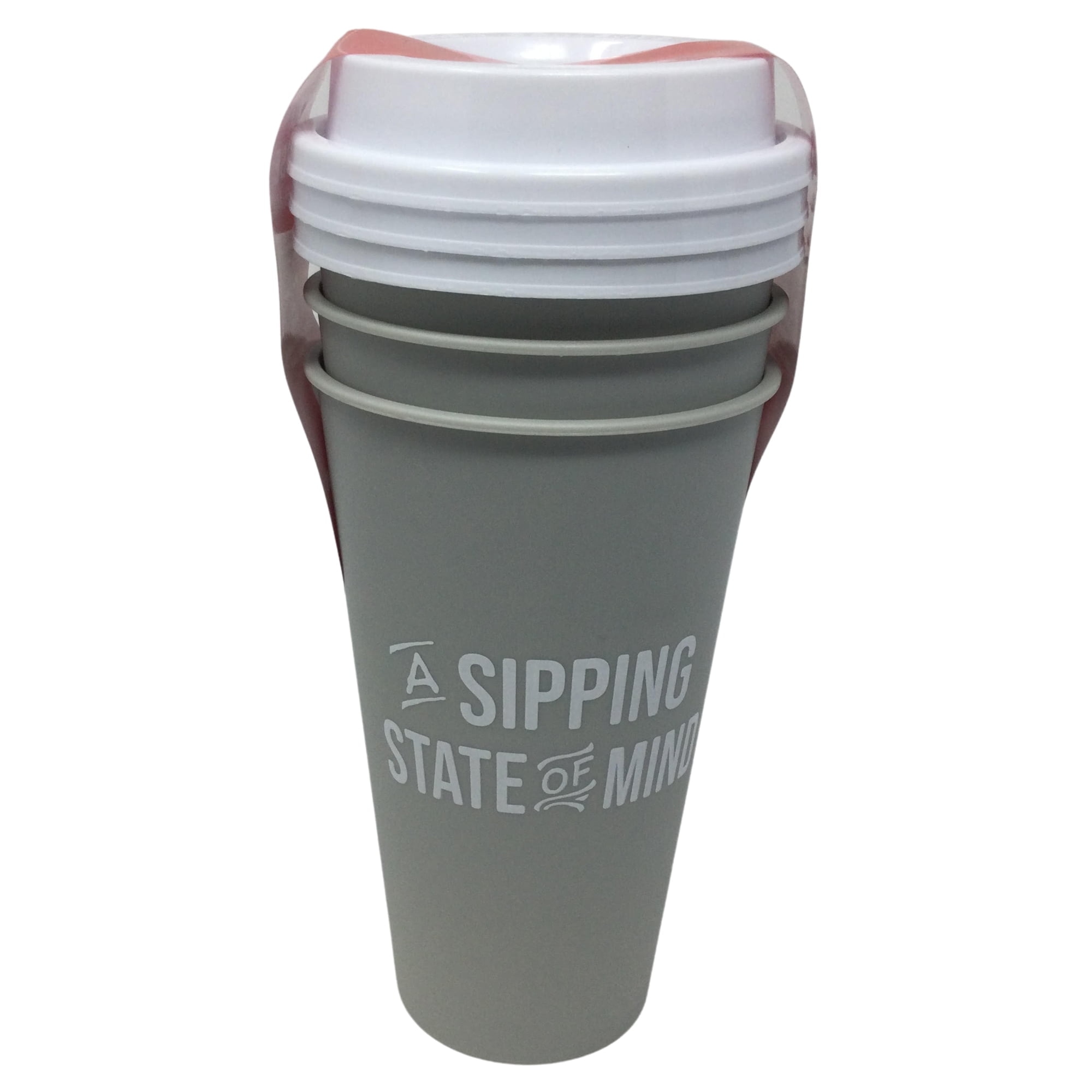 3pcs Gray Reusable Cup with Lid 17 oz Design for Hot Tea Beverages Home ...