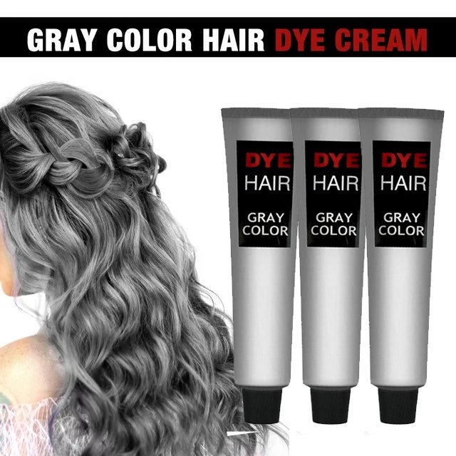 3pcs Grey Silver Hair Color Dye,Natural Plant Hair Dye&Unisex Fashion ...
