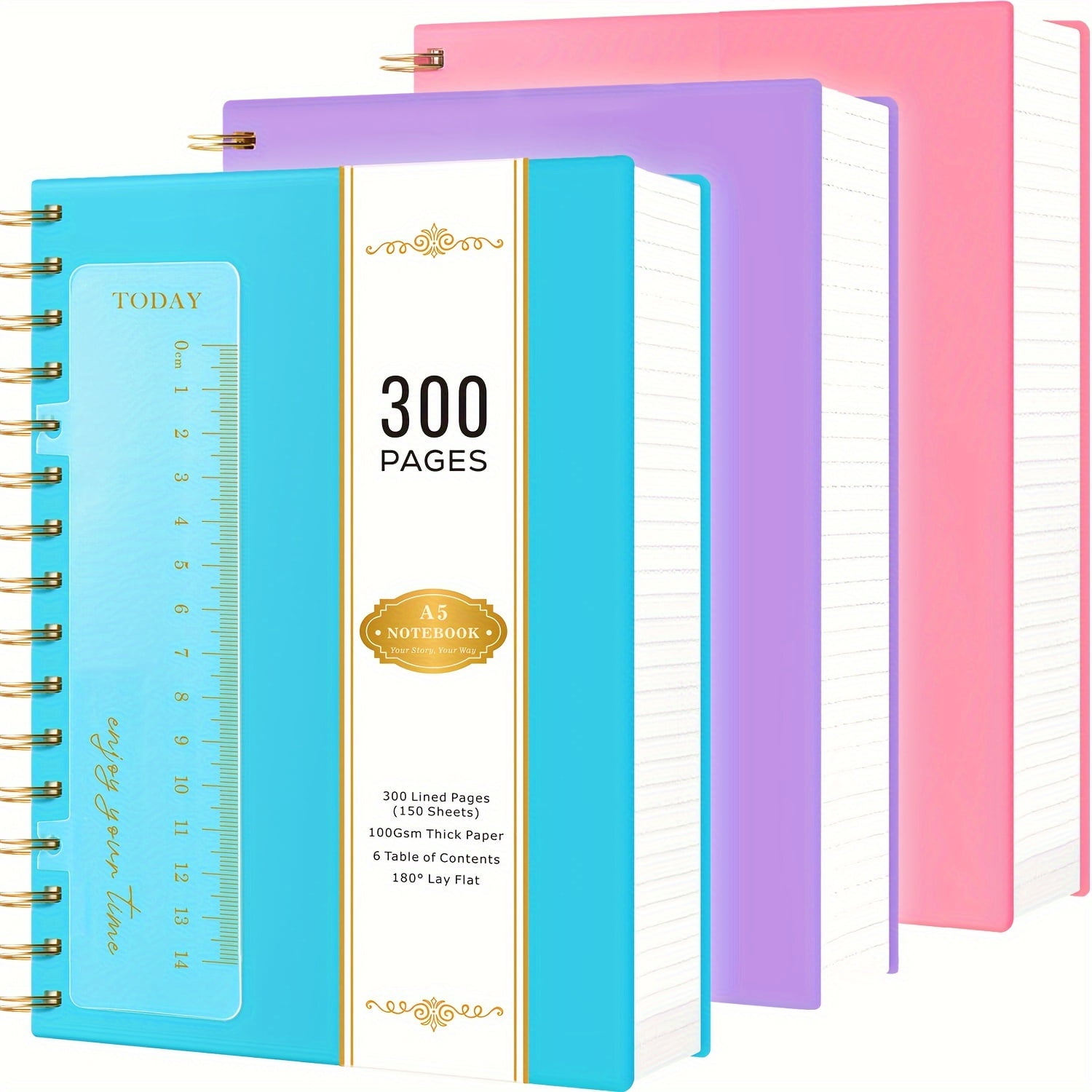 3pcs Guang Sheng Pu Spiral Notebooks - A5 Faux Leather Journal ...