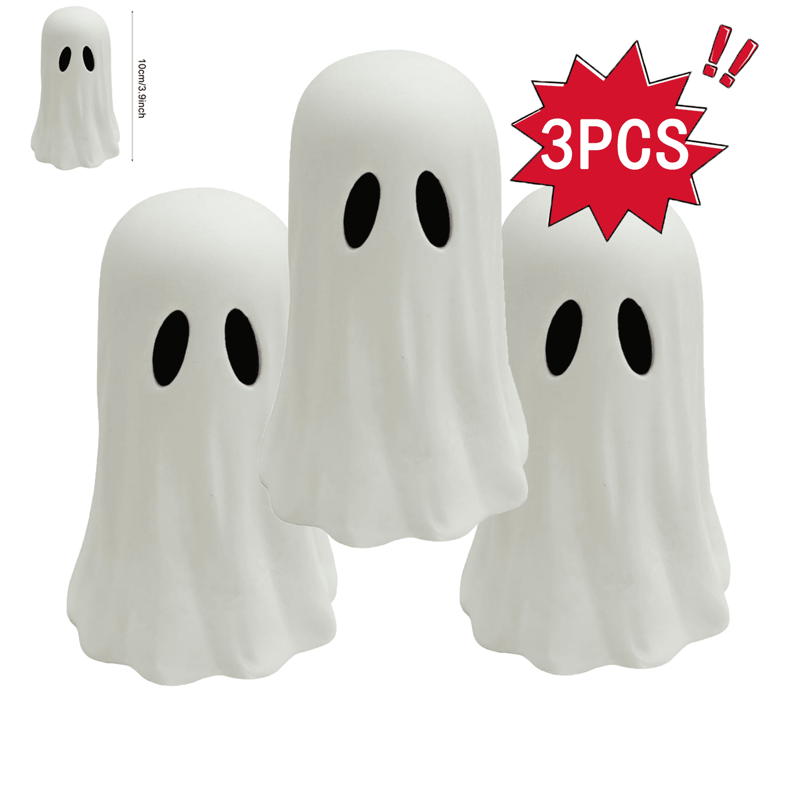 3pcs Halloween Spooky Ghost Statue - 3.9in Figurine for Porch & Indoor ...