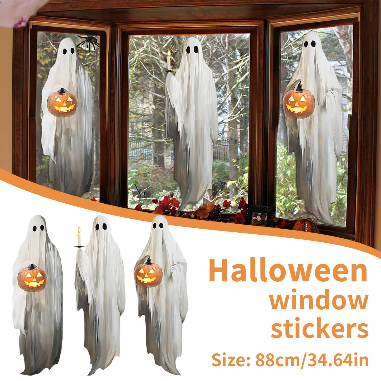 3pcs Halloween Window Clings, 35in Window Clings Decor, Extra Large ...