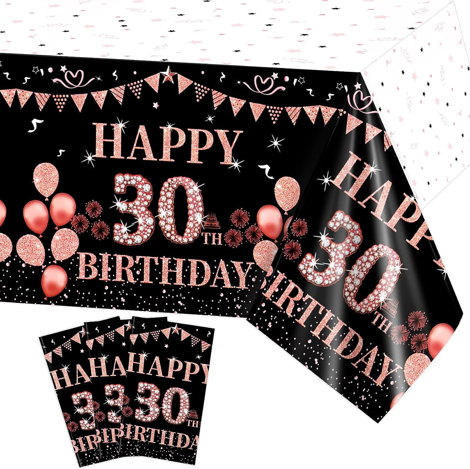 3pcs Happy 30th Birthday Tablecloths, Women Thirty Years Old Bday Party ...