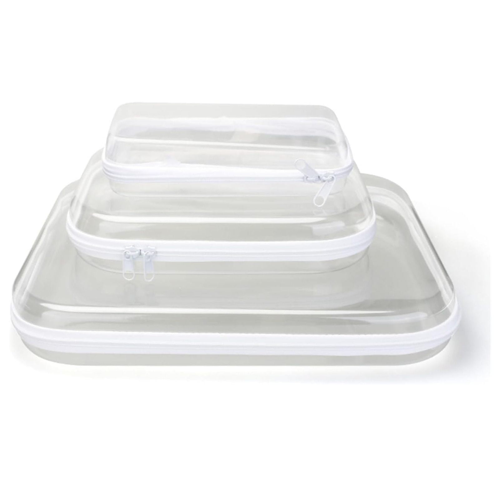 3pcs Hard Clear Zipper Case, Transparent Hard Shell Zipper Pouch ...