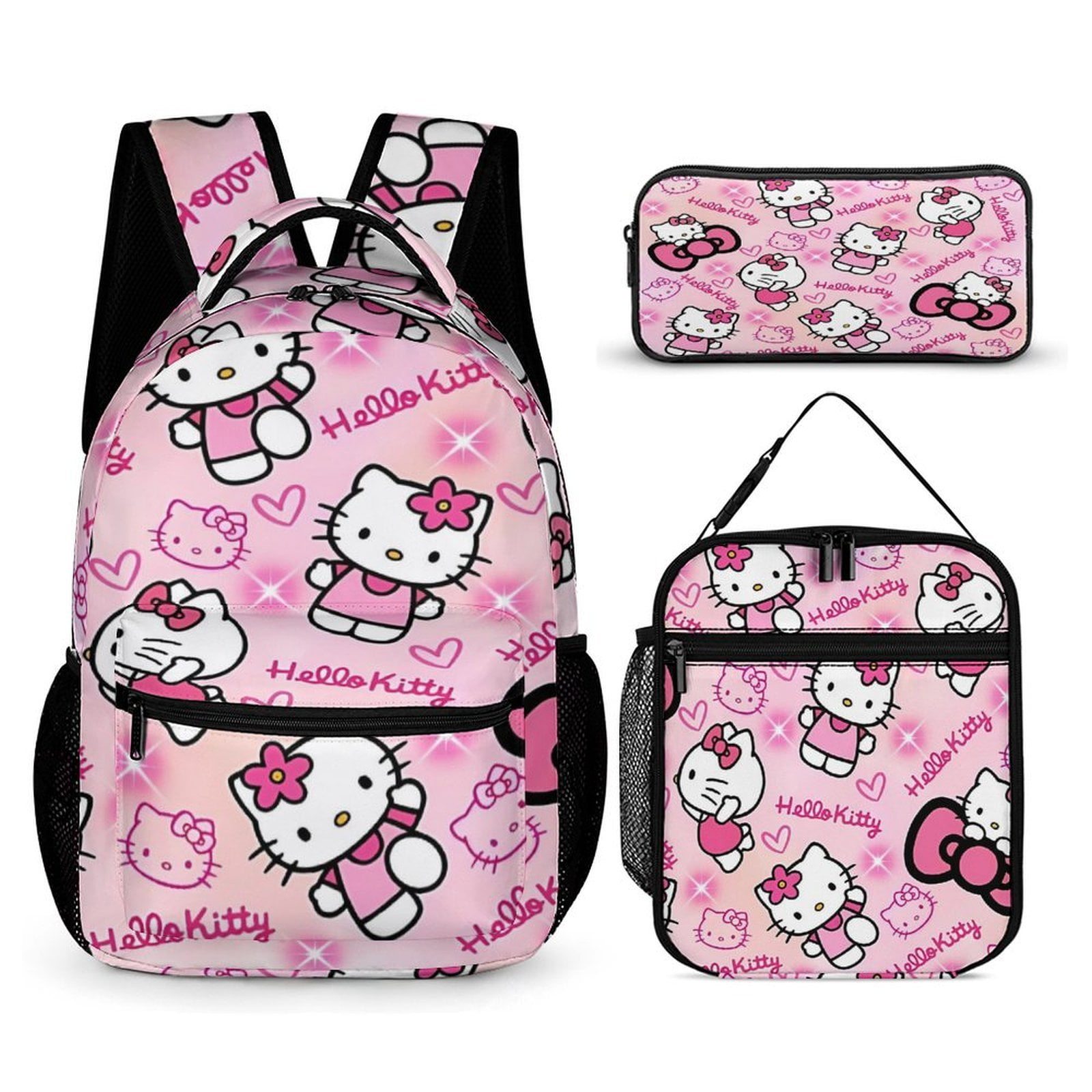 3pcs He'llo-Kitty Backpack Set, Multi-functional Laptop Bag 17in Water ...
