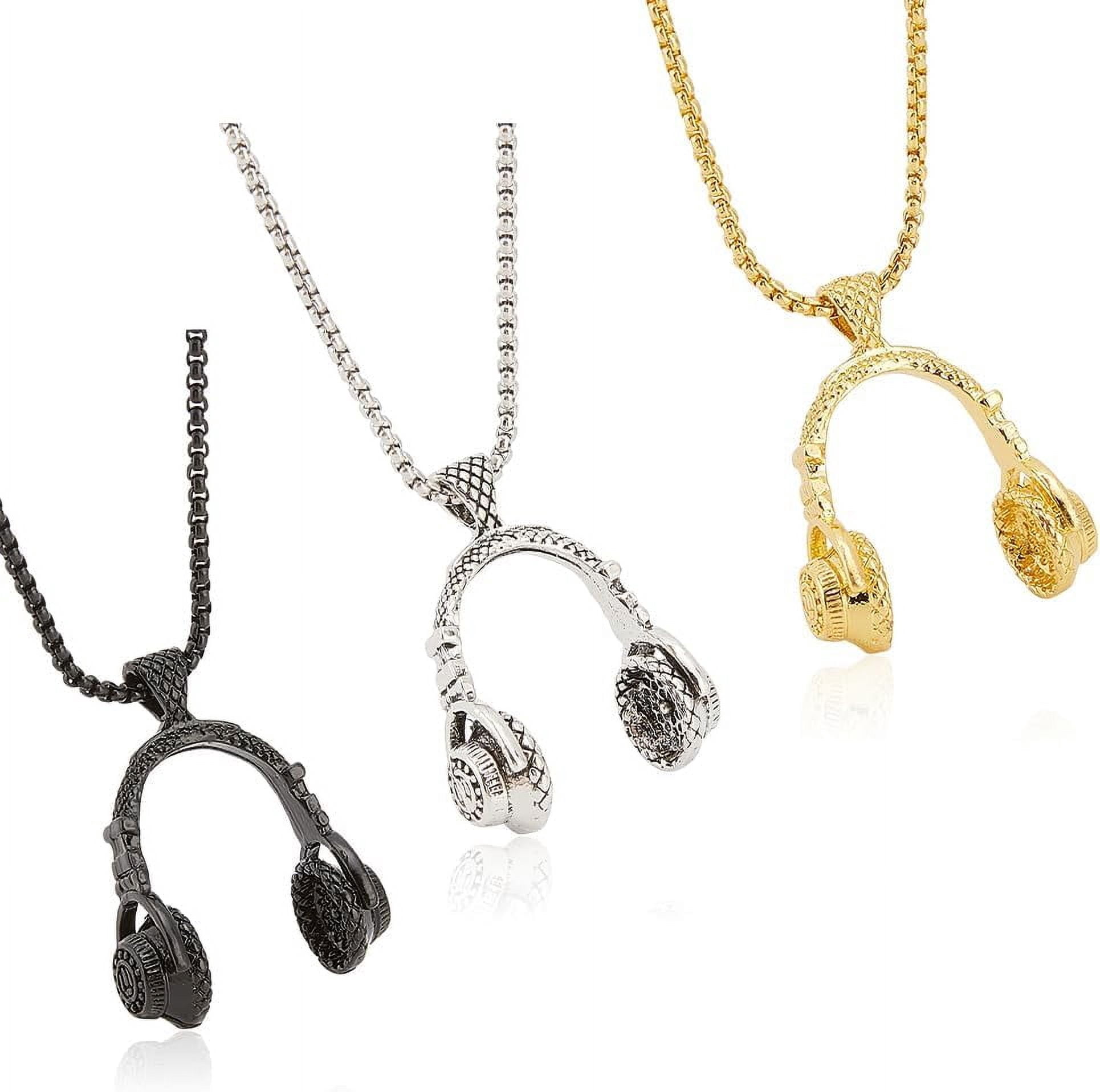 3pcs Headphone Pendant Necklace Headphone Necklace for Men Music Lover ...
