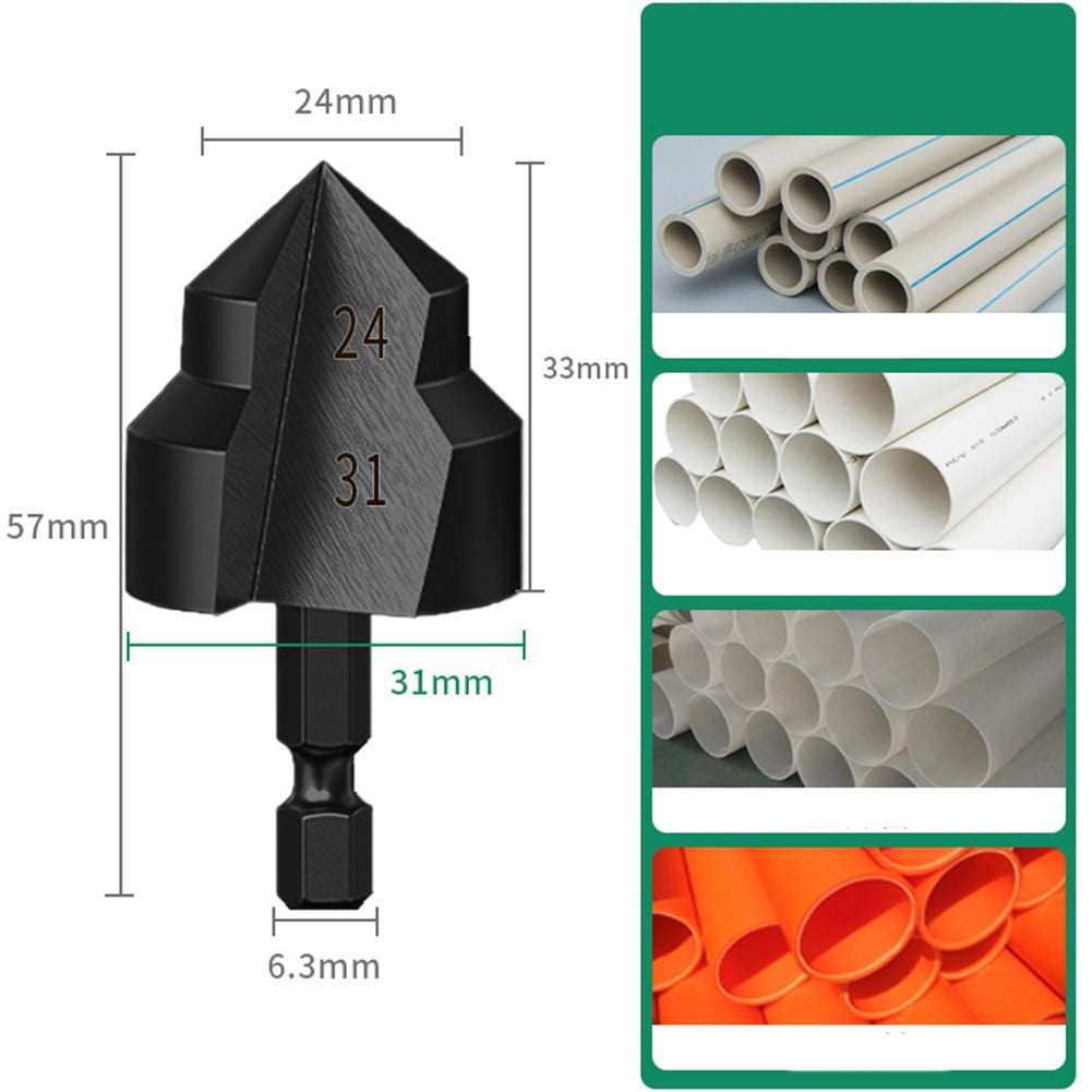 3pcs Hex Shank PPR Lifti Drill Bit Set 22/25/32 Step Drill Pipe ...