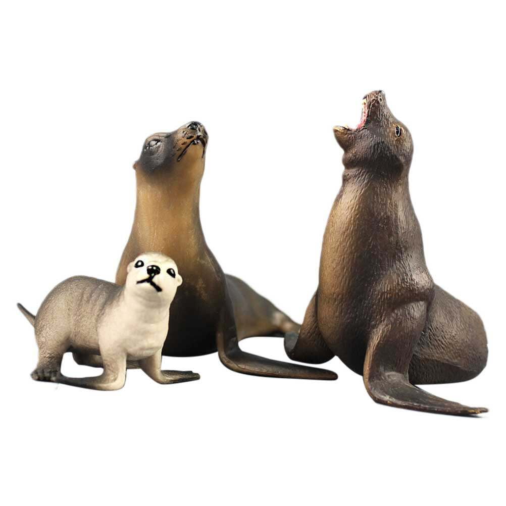 3pcs High Simulation Sea Lion Family Model Marine Organism Decoration ...