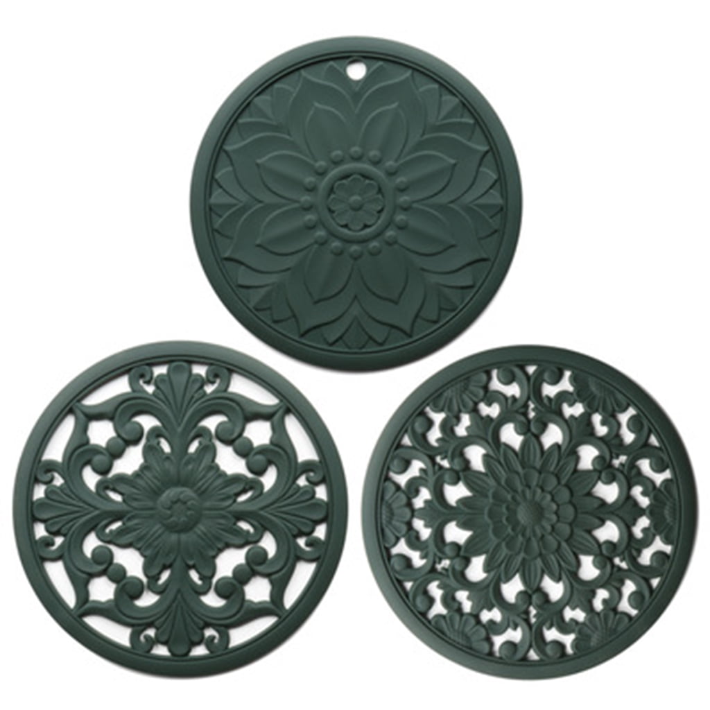 3pcs Hollow Silicone Trivet Mat Countertop Hot Pan Pot Pad Heat ...