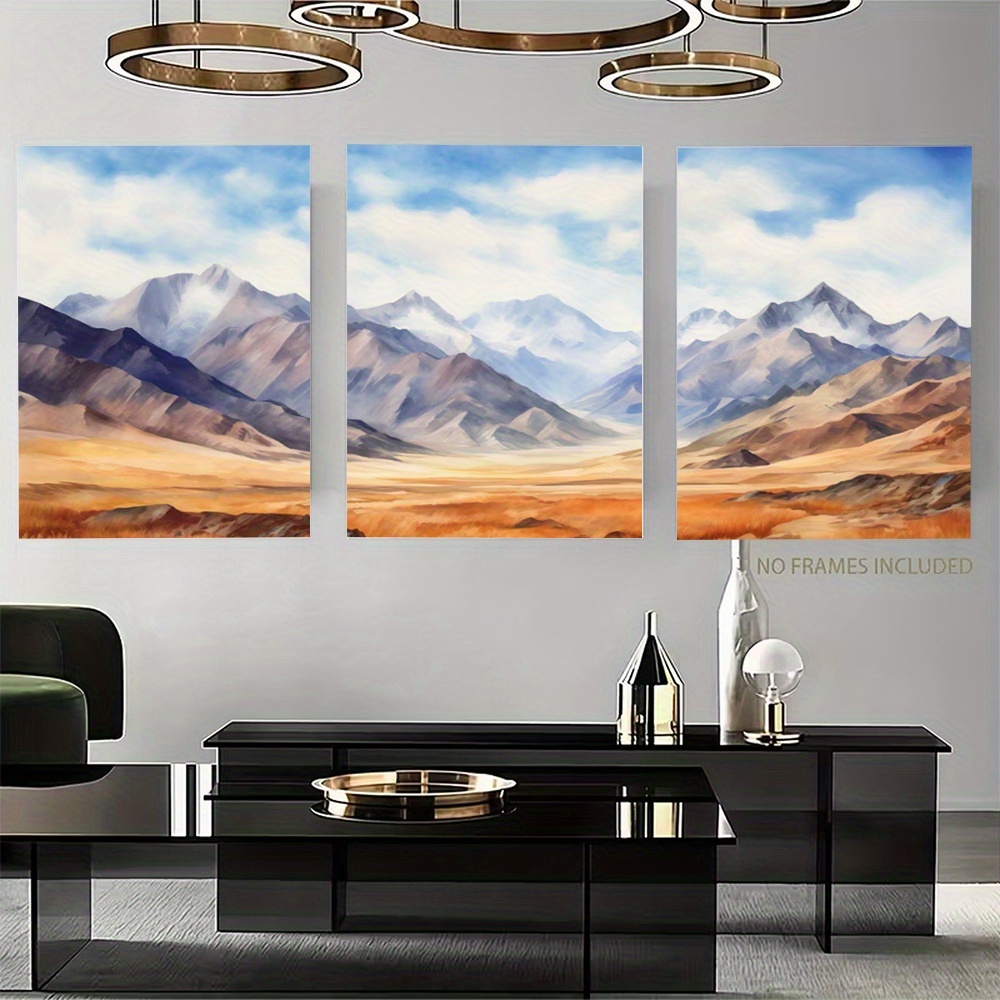 3pcs, Home Decor Painting, 2D Flat, Frameless, Andean Mountains ...