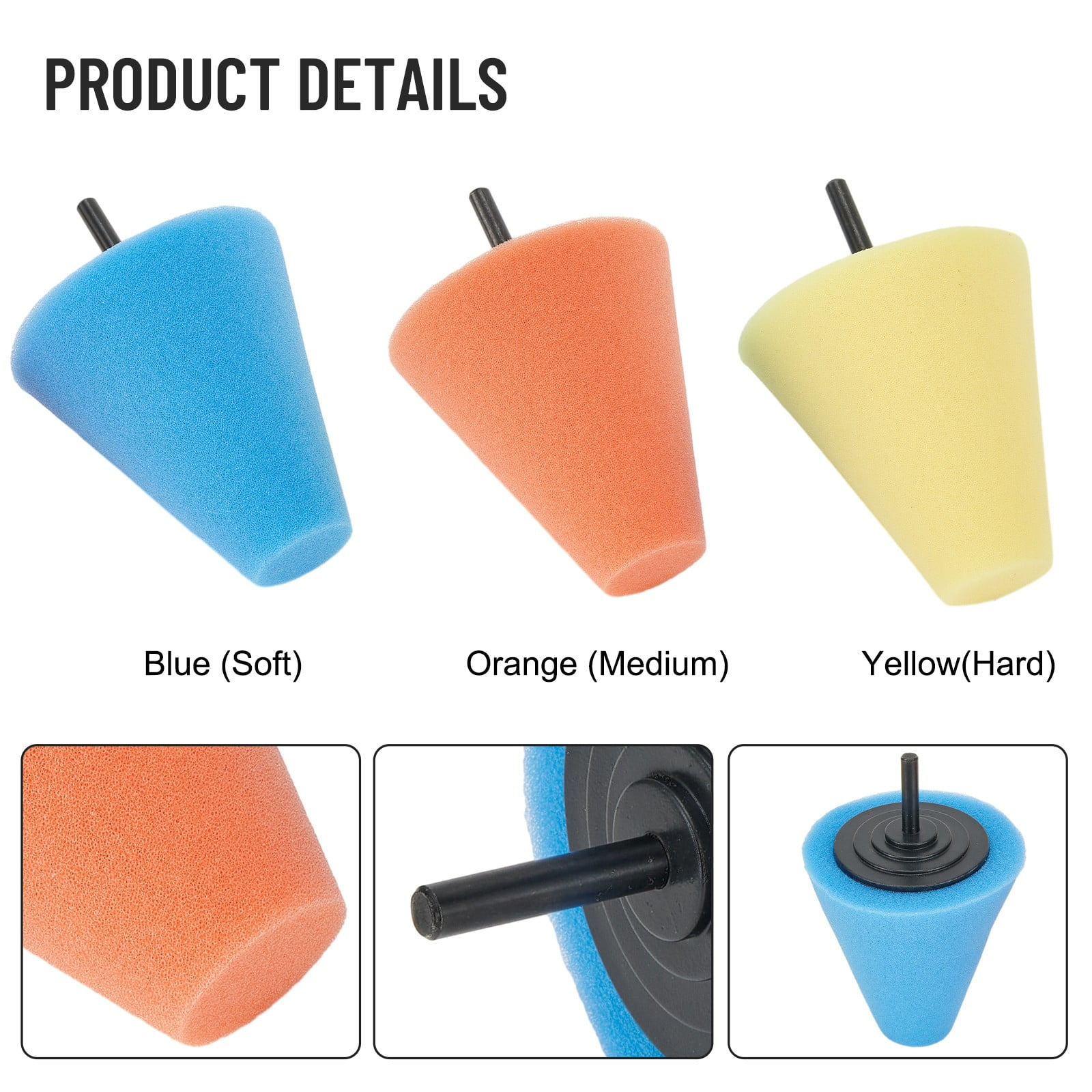 3pcs Hub Throwing Disc Drill Polishing Sponge Pads Conical Design Drill ...