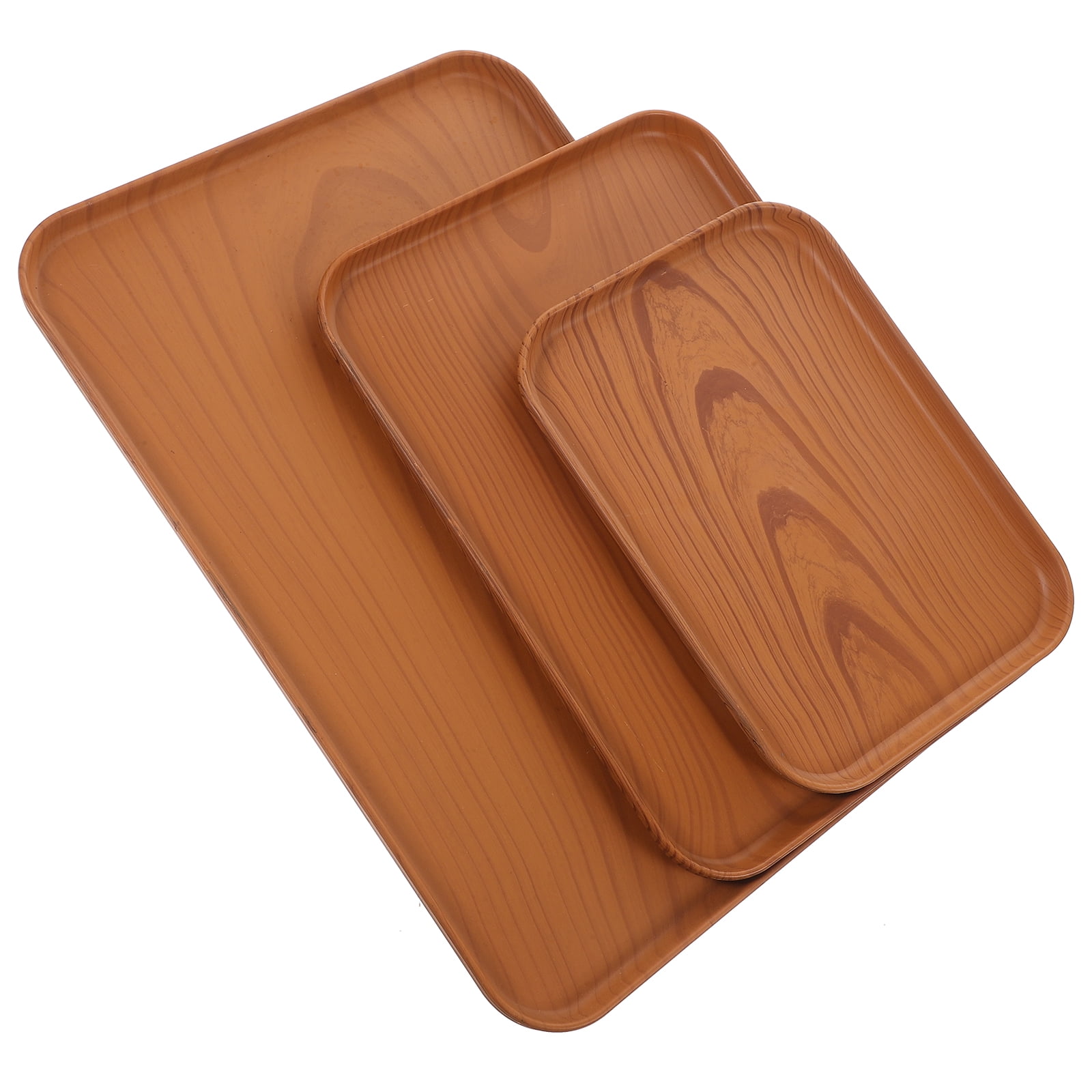 3pcs Wood Grain Simulation Storage Plates for Dinner Food Serving ...