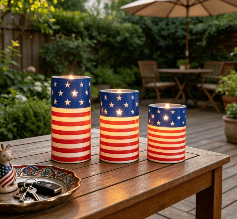 3pcs Independence Day Commemorative Electronic Candle Set, Flameless ...